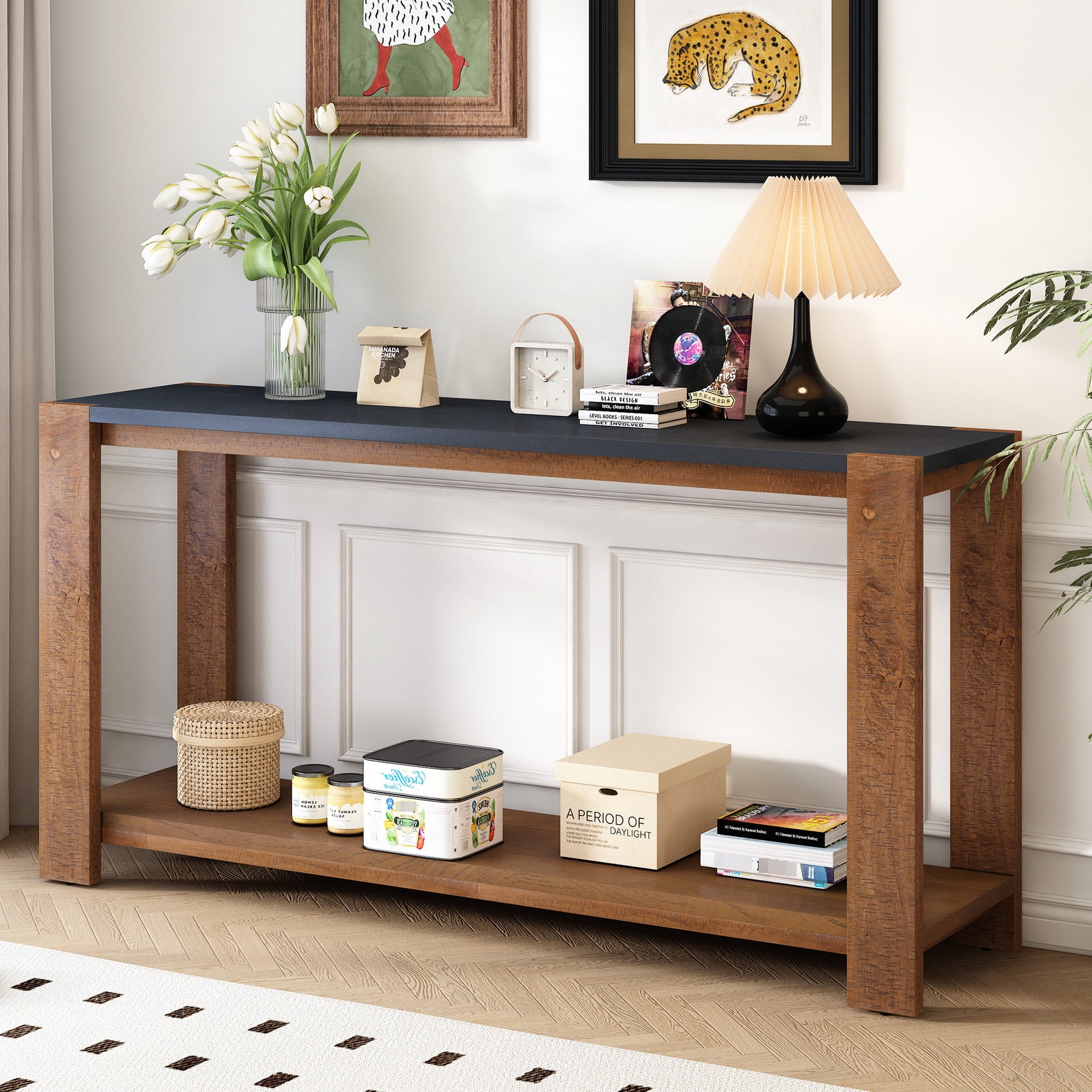 Four - Leg Console Table with Functional Shelf | Perfect for Primary ...