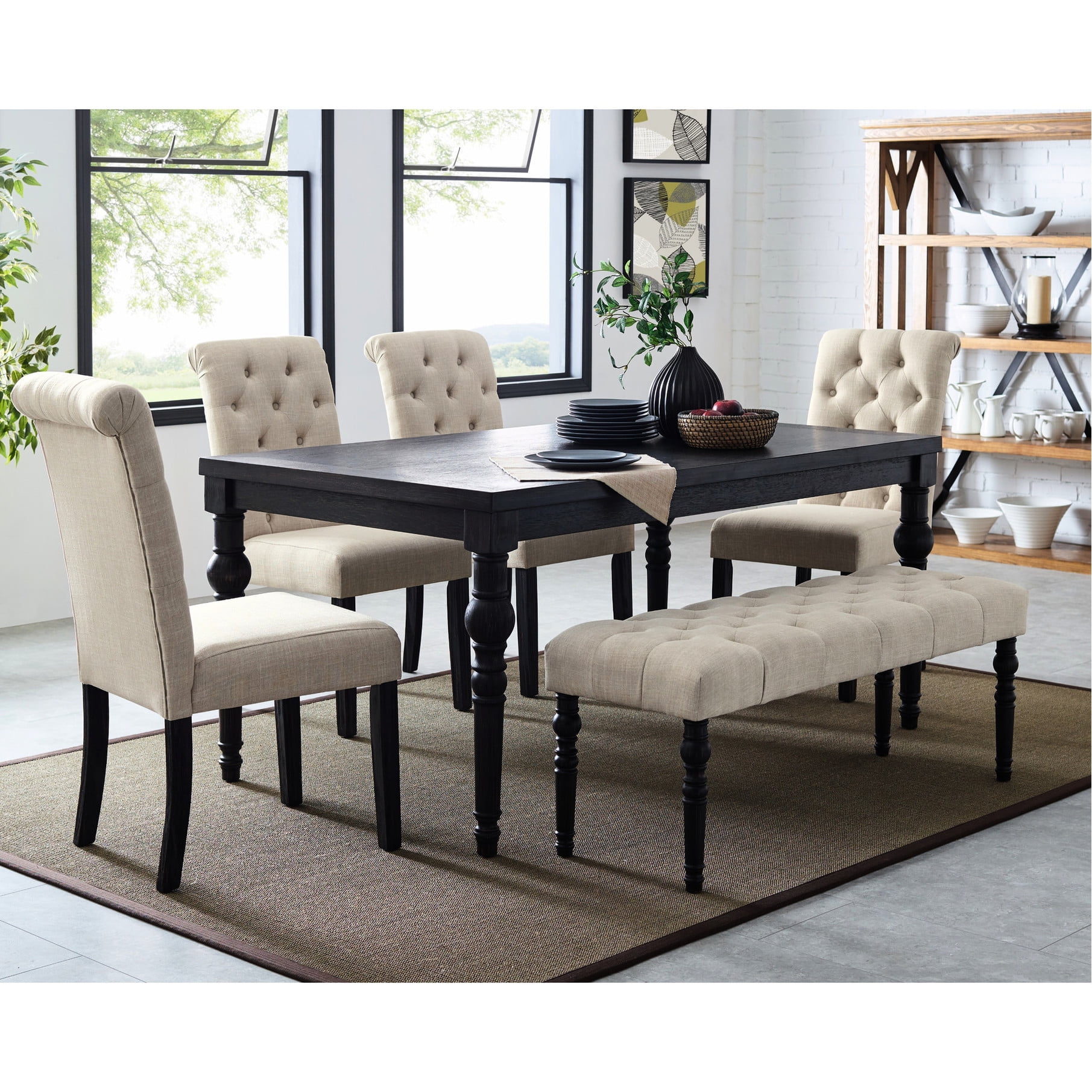 Four - Leg Table Base - Padded Bench Included - Family Dinners / Share ...