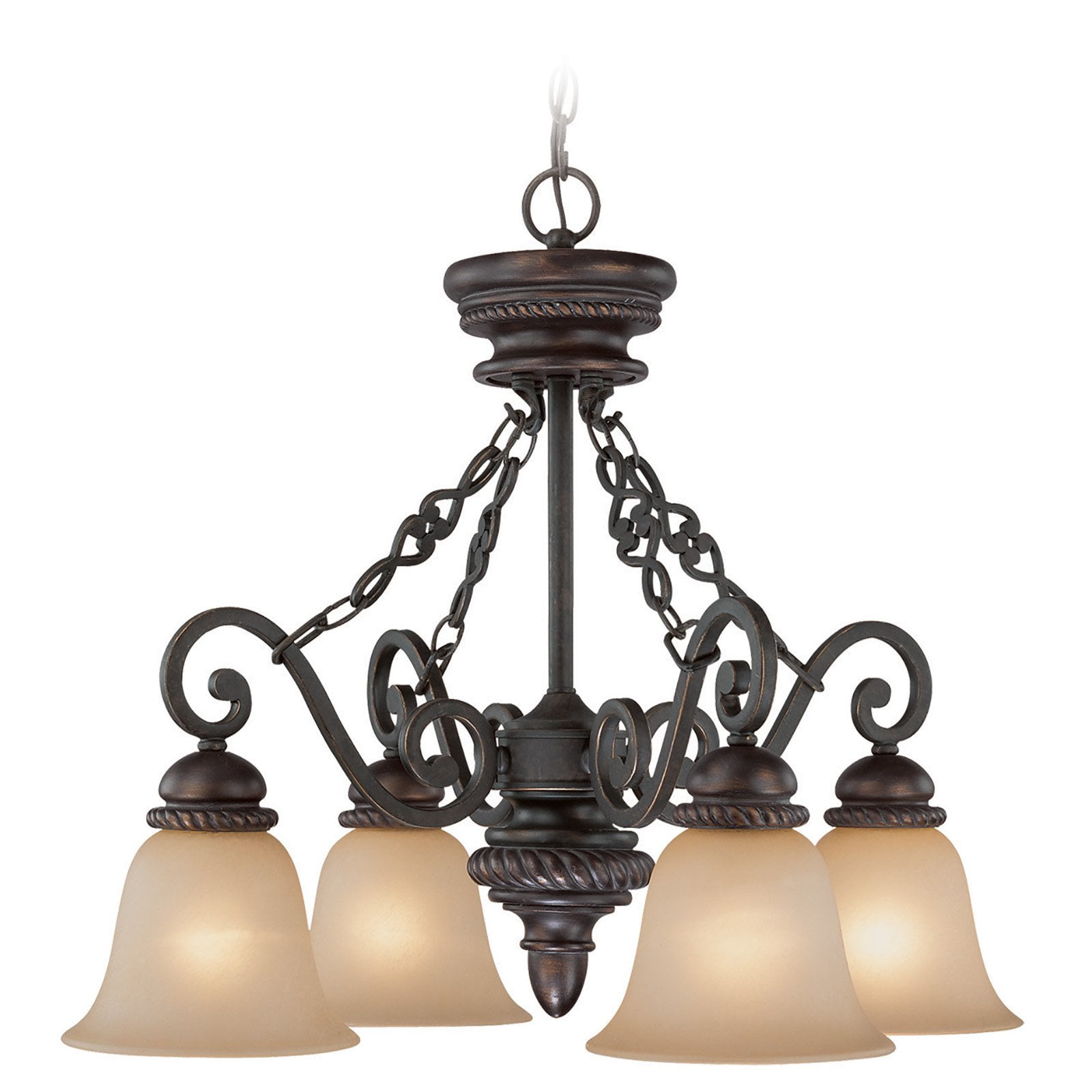 Four Light Down Chandelier 25.5 Inches Wide By 23 Inches High Mocha ...