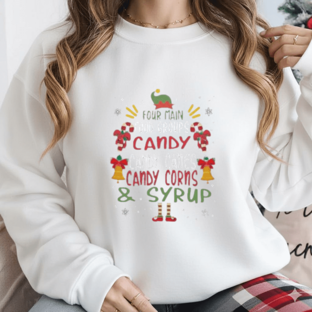 Four Main Food Groups Holiday Pajama Humor Foodgroups Sweatshirt, up to ...