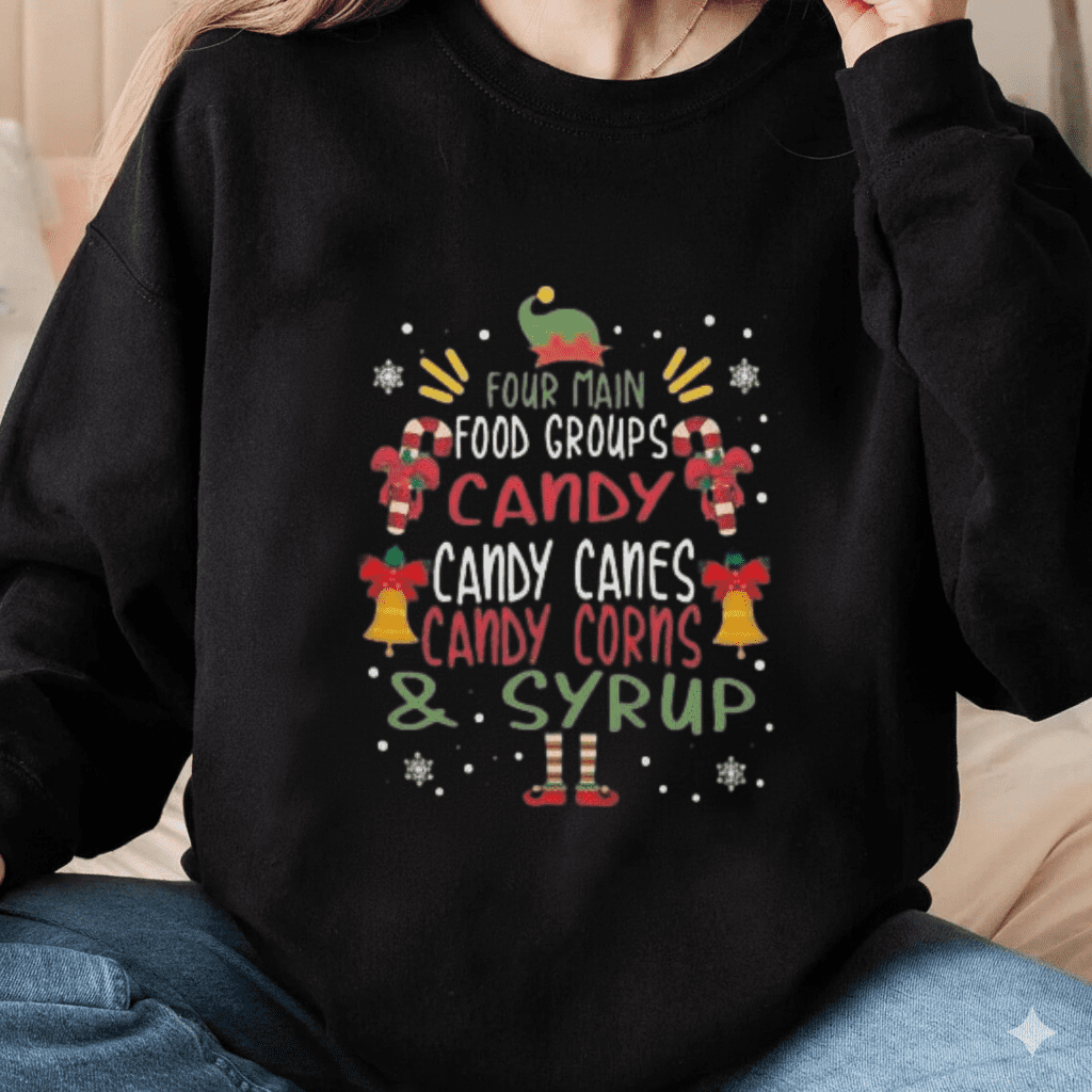 Four Main Food Groups Holiday Pajama Humor Foodgroups Sweatshirt, up to ...