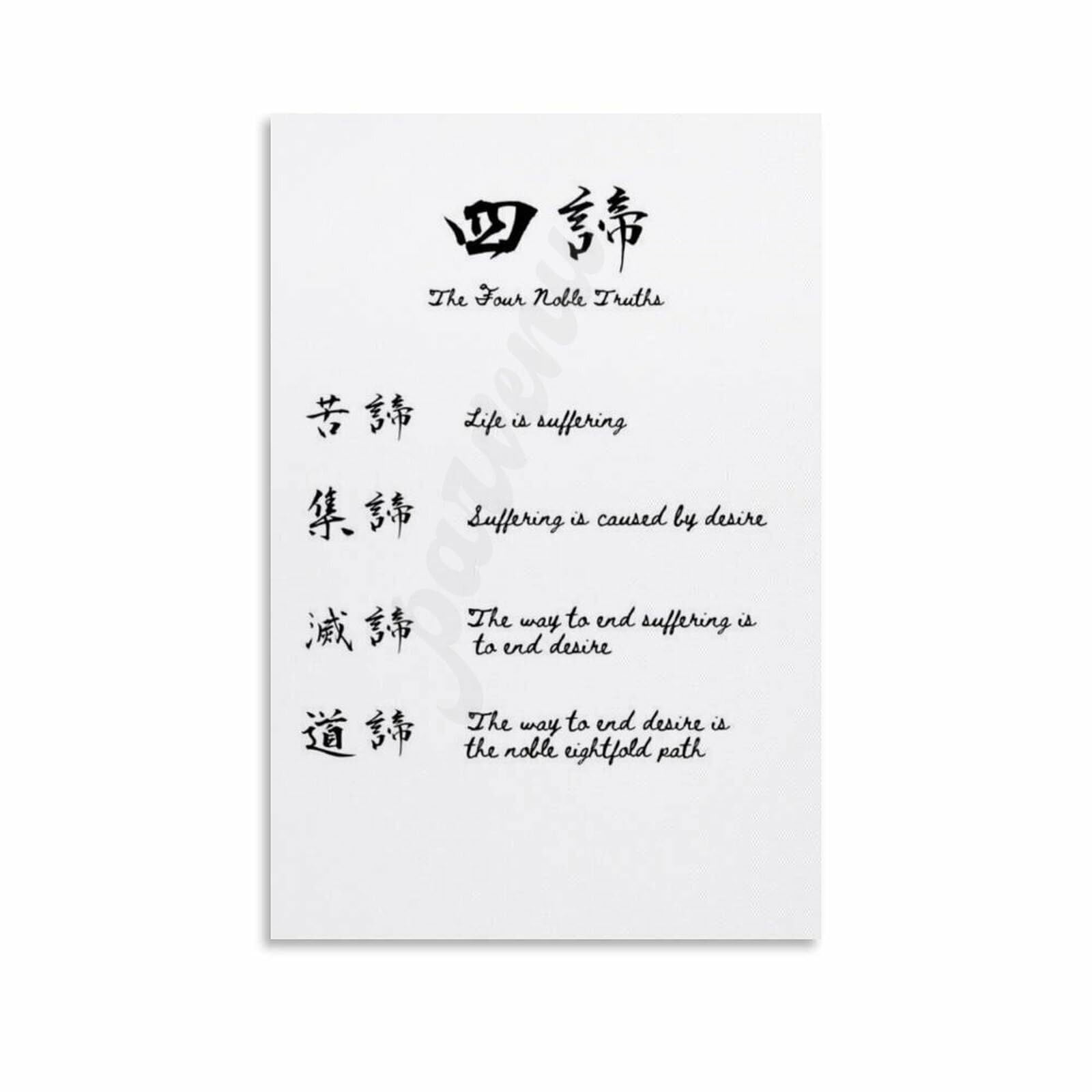 Four Noble Truths Buddhist Quotes Art Poster Wall Art Posters Canvas ...