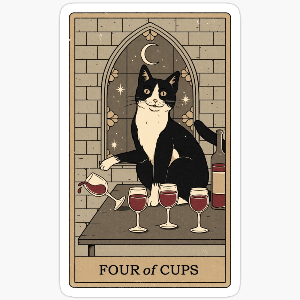 Four Of Cups Sticker Phone Decal Water Bottle Stickers Car Decals ...