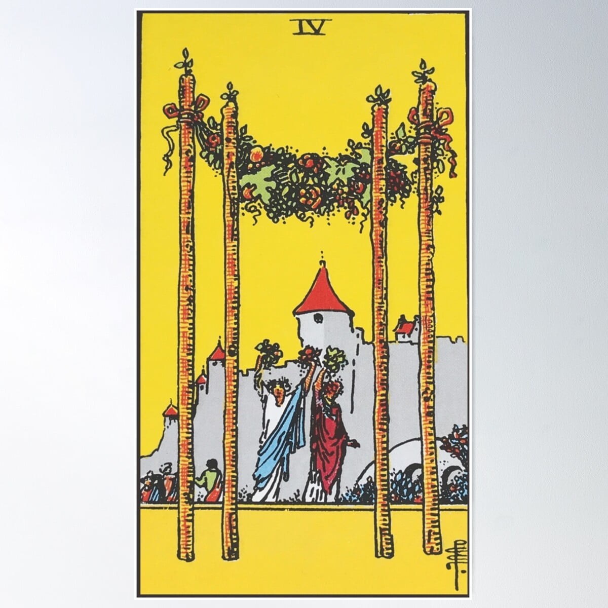 Four Of Wands - Rider Waite Smith Tarot Poster Wall Art, Modern Wall ...