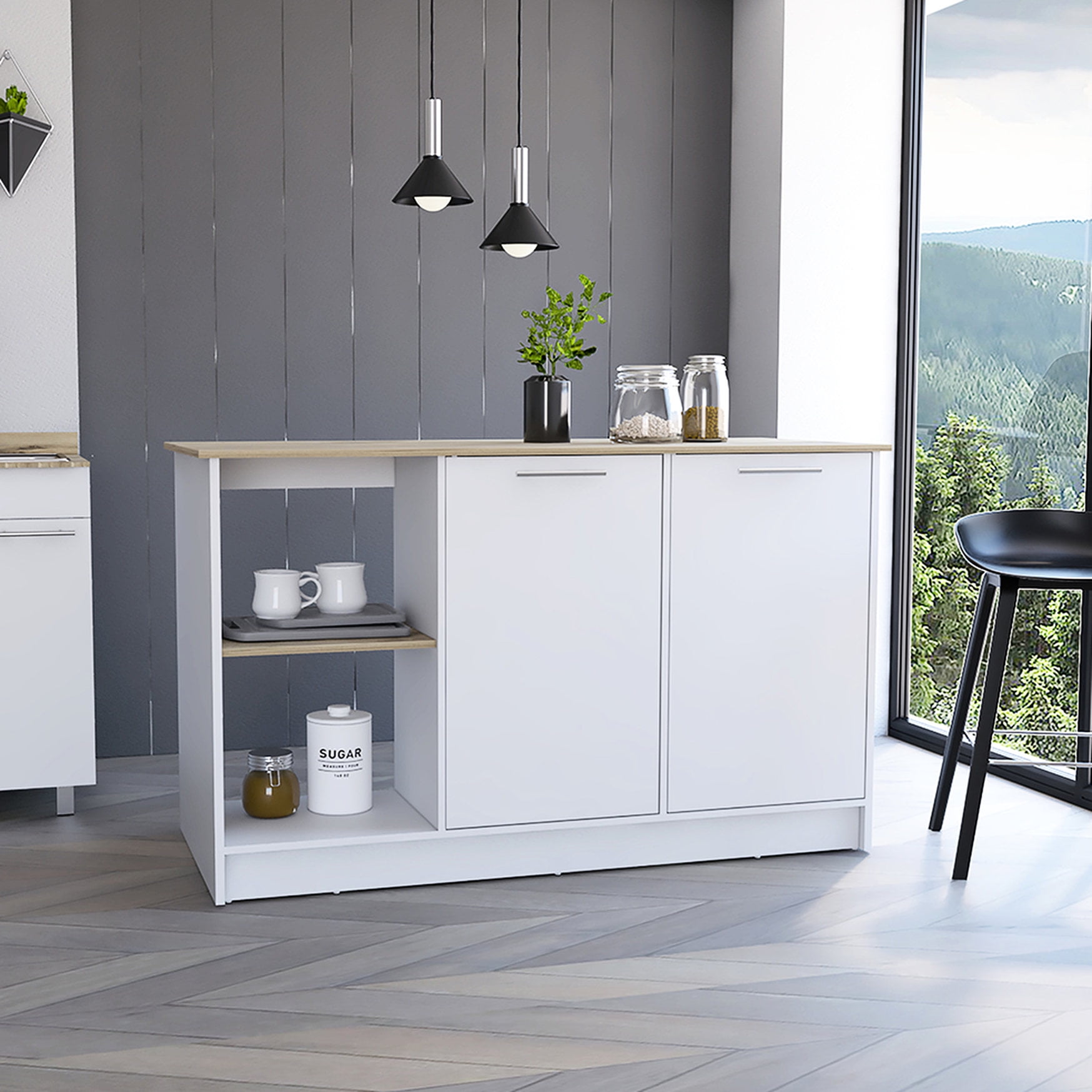 Easy-to-Assemble - Juniper Kitchen Island with Rectangular Shape ...