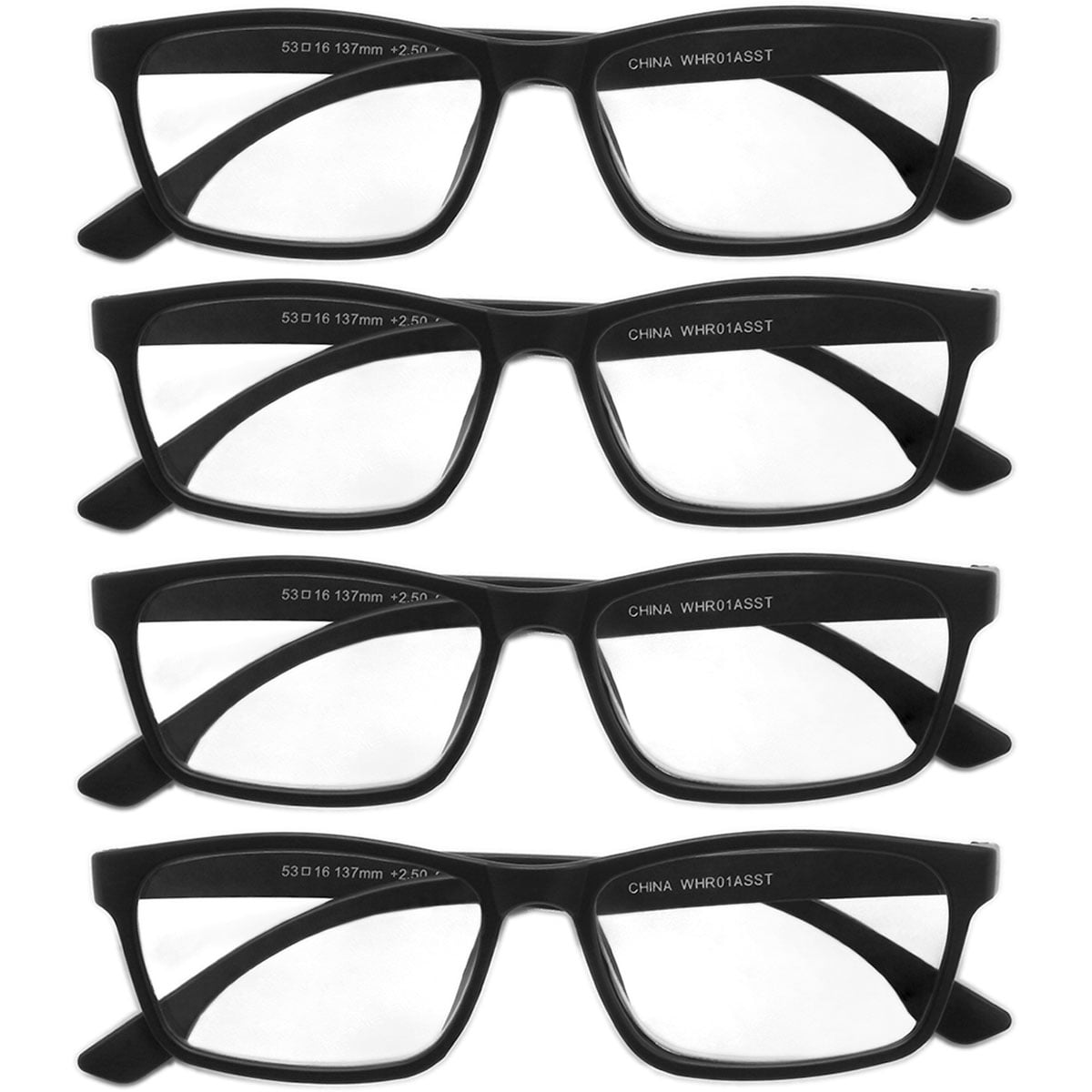 Four Pack Black Reading Glasses +3.50 Magnification - Walmart.com