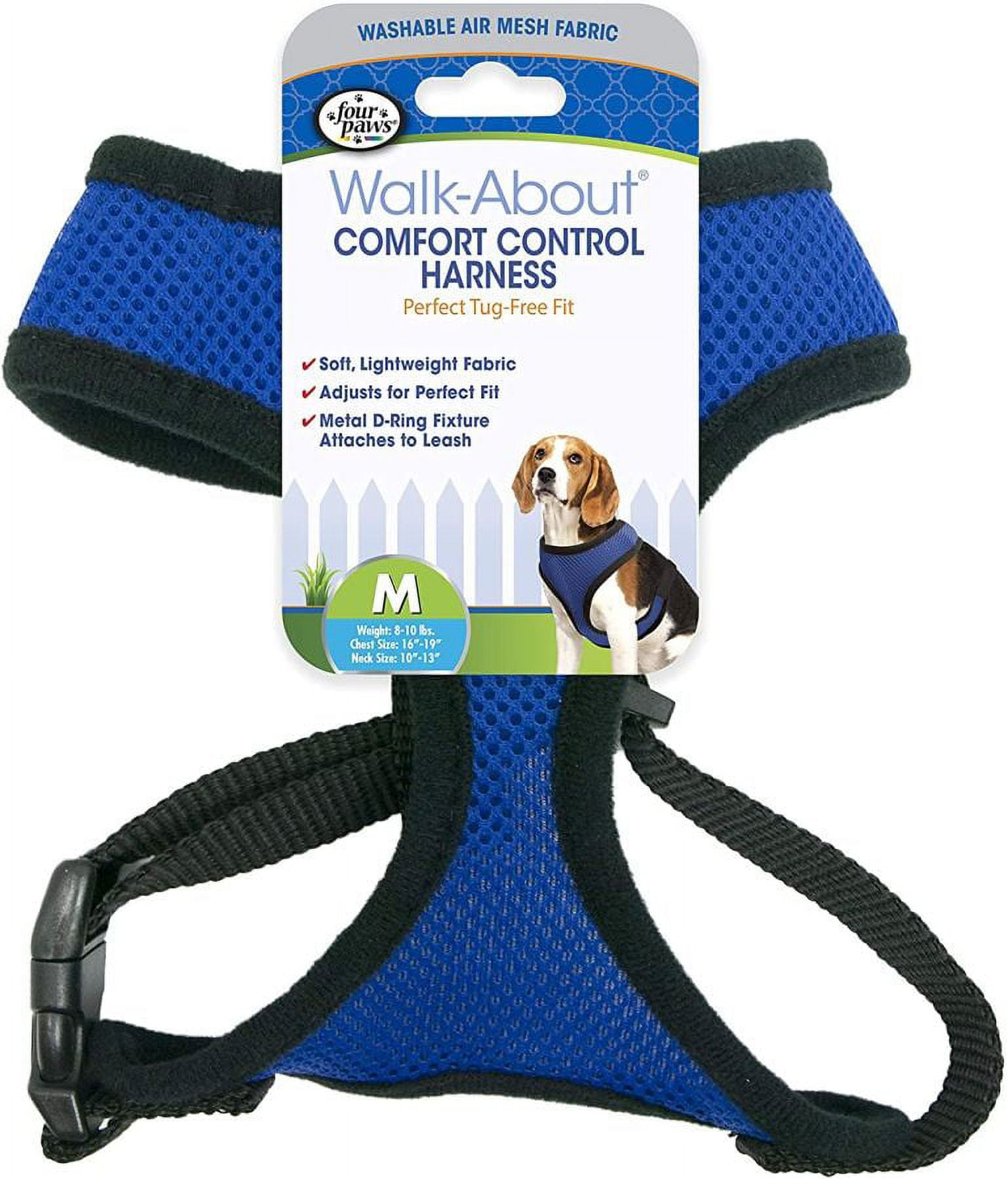 Four Paws Comfort Control Harness - Blue [Dog, Harnesses Nylon Standard ...