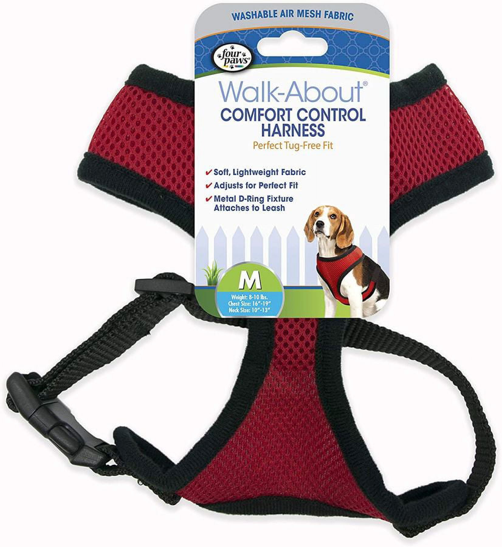 Four Paws Comfort Control Harness - Red [Dog, Harnesses Nylon Standard ...
