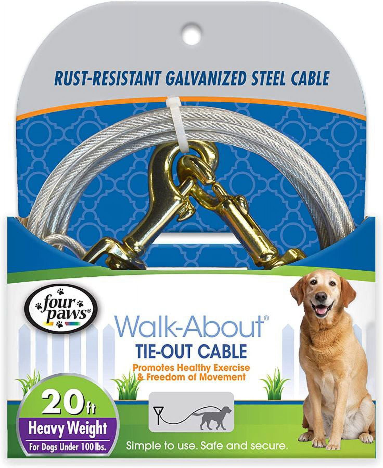 Four Paws Dog Tie Out Cable - Heavy Weight - Black [Dog, Tieout Stakes ...