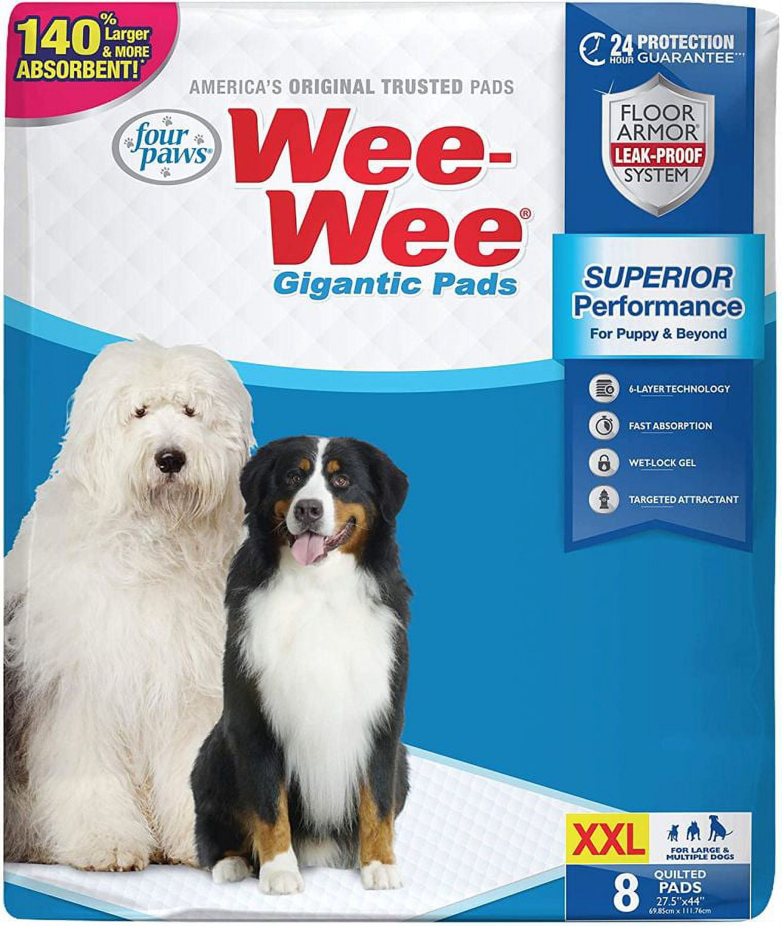Four Paws Gigantic Wee Wee Pads [Dog, Housebreaking Aids] 8 count ...