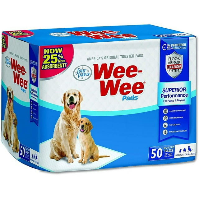 Four Paws Original Wee Wee Pads Floor Armor Leak-Proof System for All ...