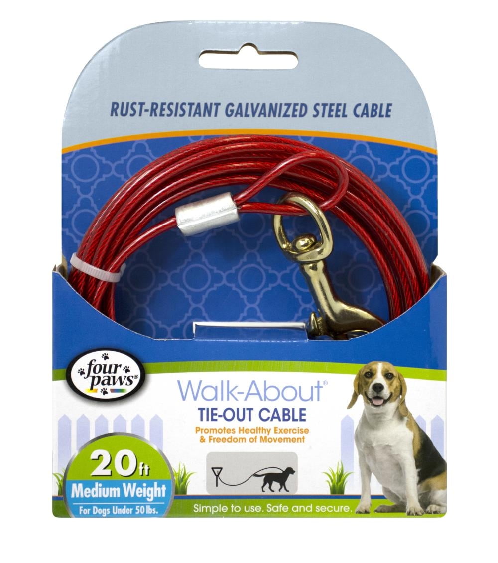 Four Paws Pet Select Walk-About Tie-Out Cable Medium Weight for Dogs up ...