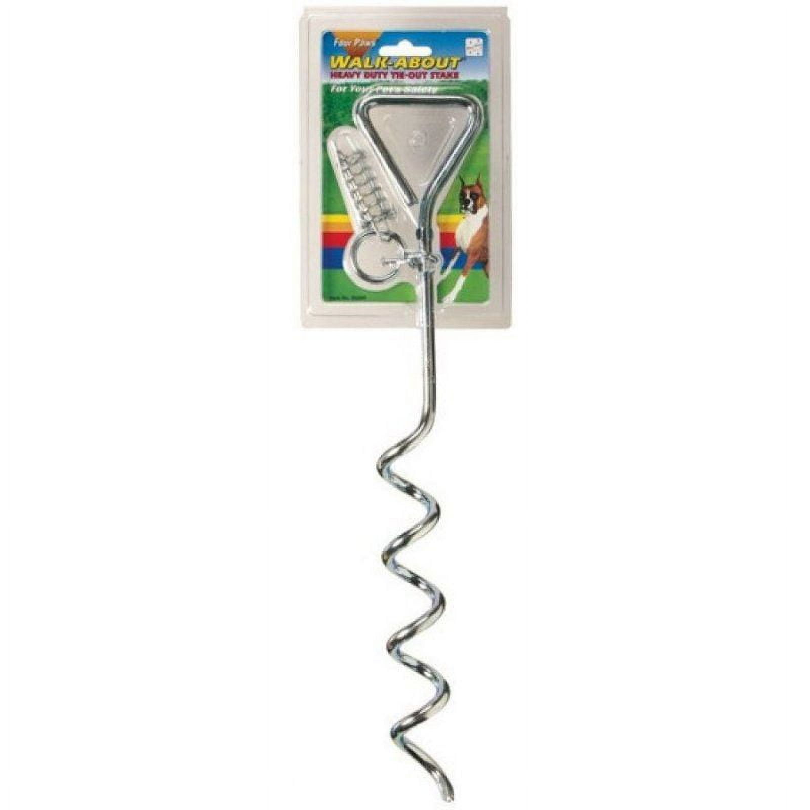 Four Paws Walk About Spiral Tie Out Stake "19"" Silver Spiral Tie Out ...