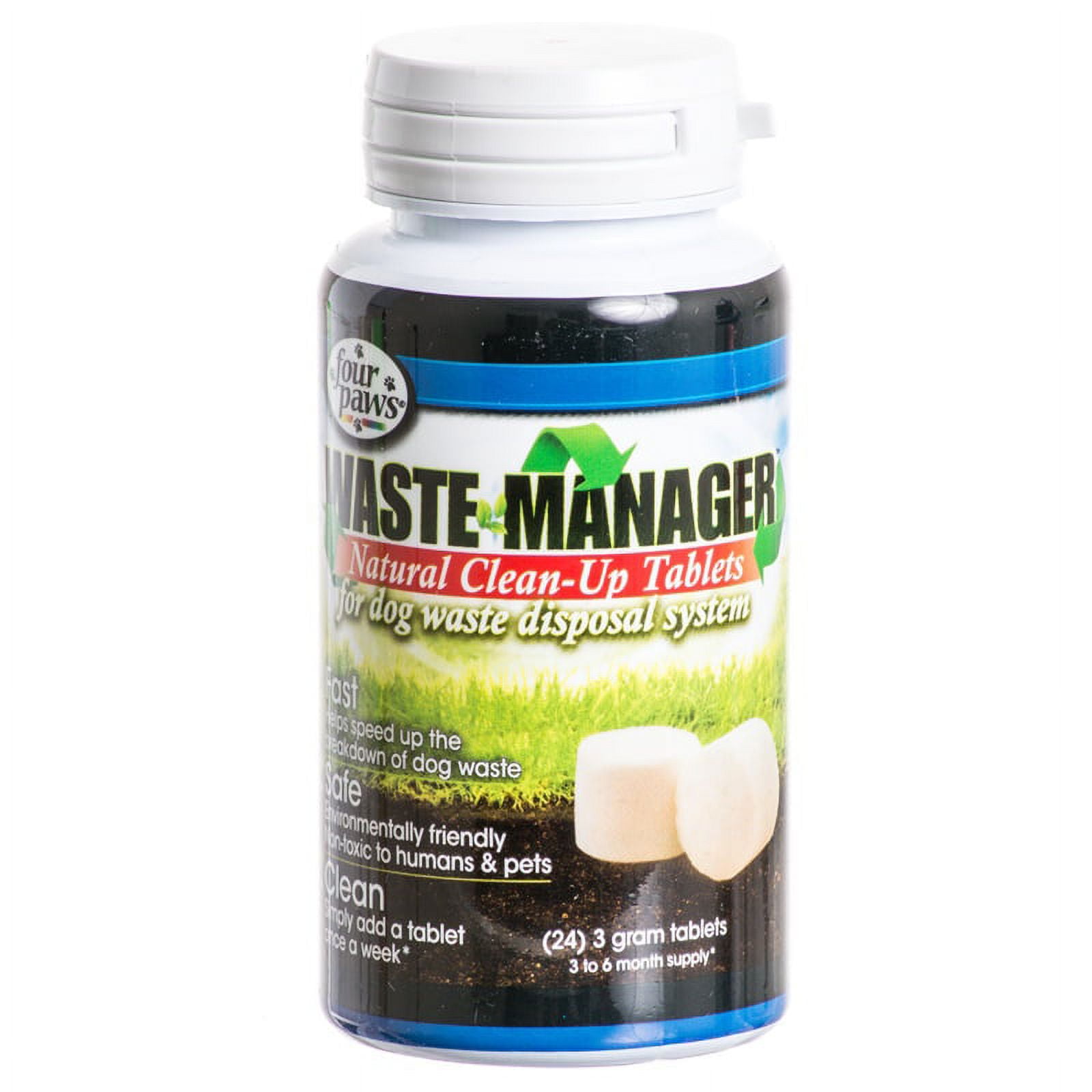 Four Paws Waste Manager Natural Clean-Up Tablets for Dog Waste Disposal ...