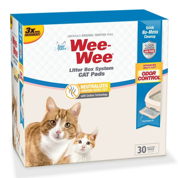 Four Paws Wee-Wee Cat Litter Box System Pads 11" x 17" (30 Count ...