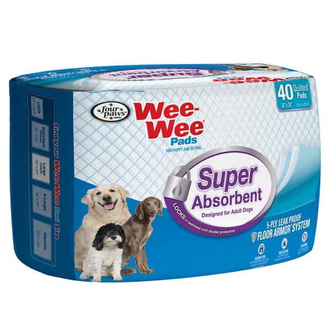 Four Paws Wee-Wee Super Absorbent Dog Training Pads, 40 Count - Walmart ...