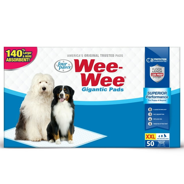 Four Paws Wee-Wee® Superior Performance Gigantic Dog Pee Pads 27.5" x 44" (50 Count) - Walmart.com
