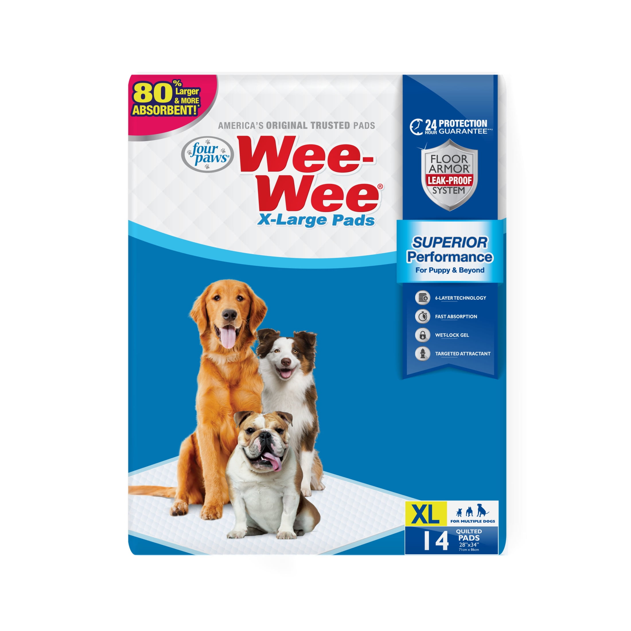 Four Paws Wee Wee Superior Potty Training Dog & Puppy Pads, Pet Pee ...