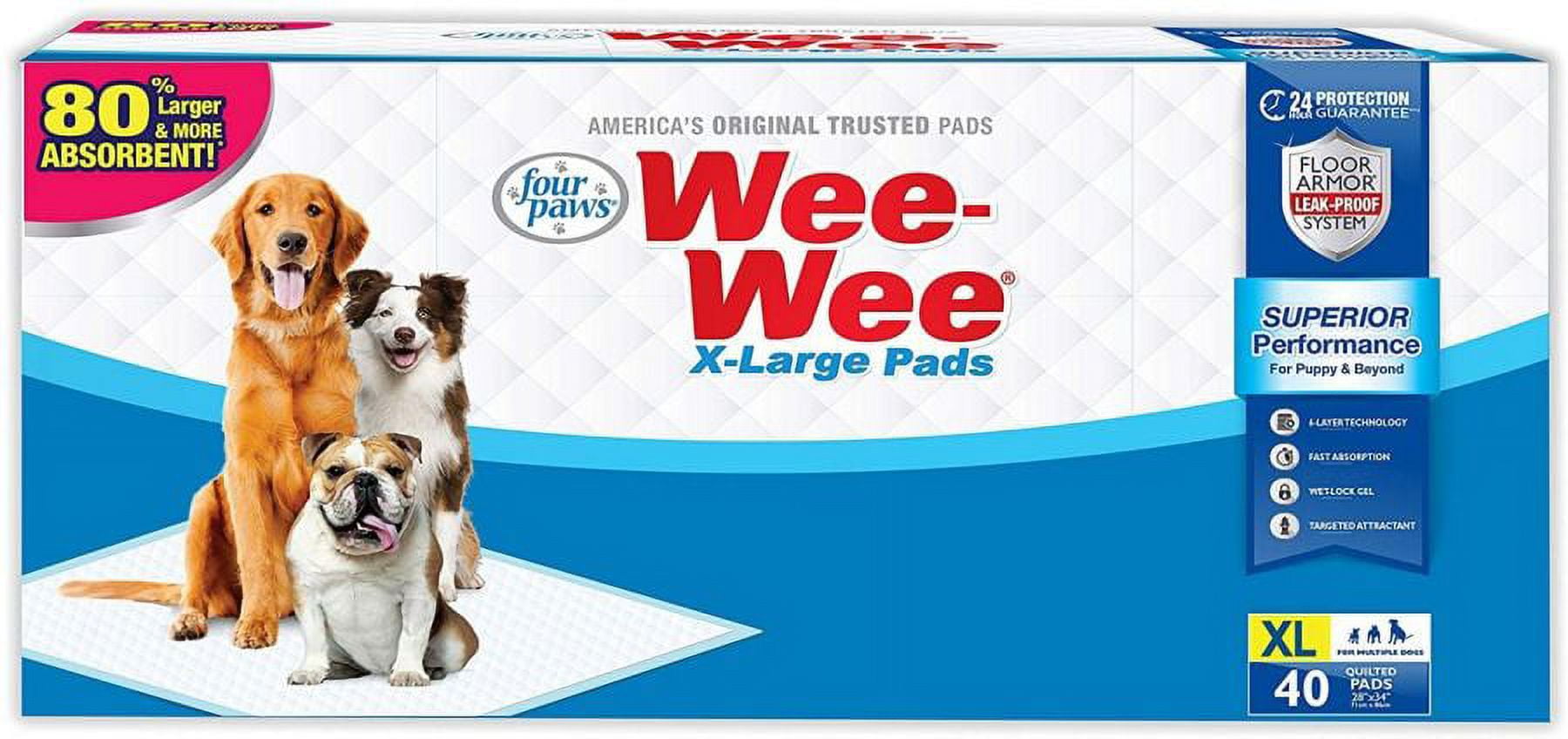 Four Paws X-Large Wee Wee Pads [Dog, Housebreaking Aids] 40 Pack (28 ...