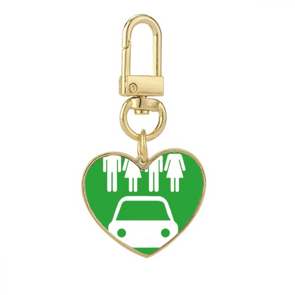 Four People Energy Vehicles Protect Environment Gold Heart Keychain ...