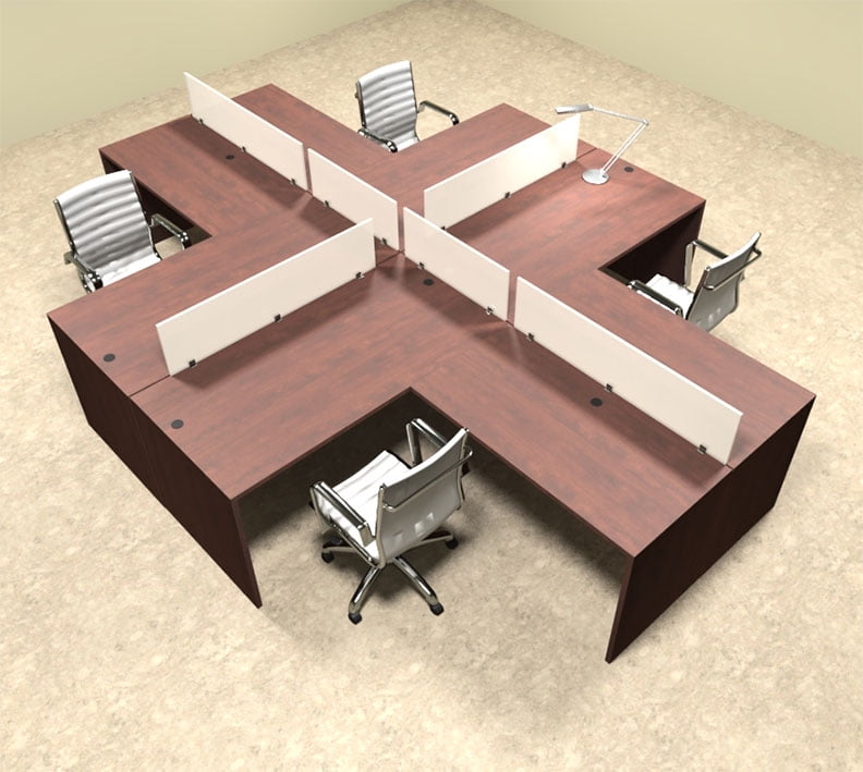 Four Person L Shaped Divider Office Workstation Desk Set, #OT-SUL-FP30 ...