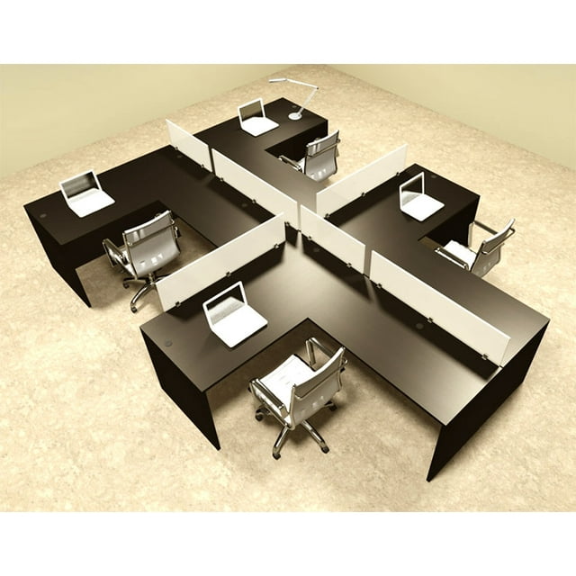 Four Person L Shaped Divider Office Workstation Desk Set, #OT-SUL-SP48 ...
