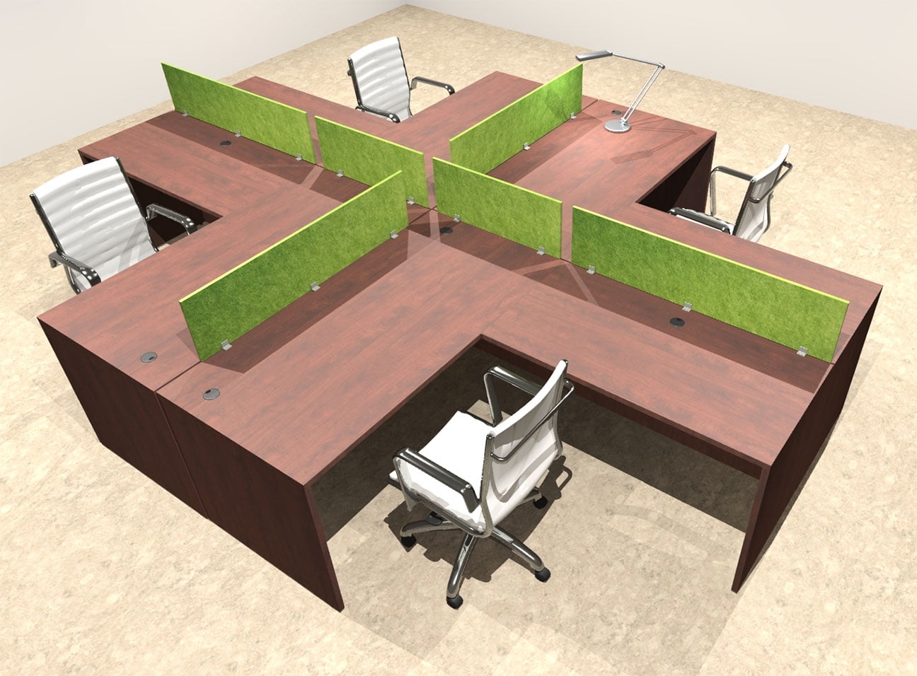 Four Person Modern Accoustic Divider Office Workstation Desk Set, #OT ...