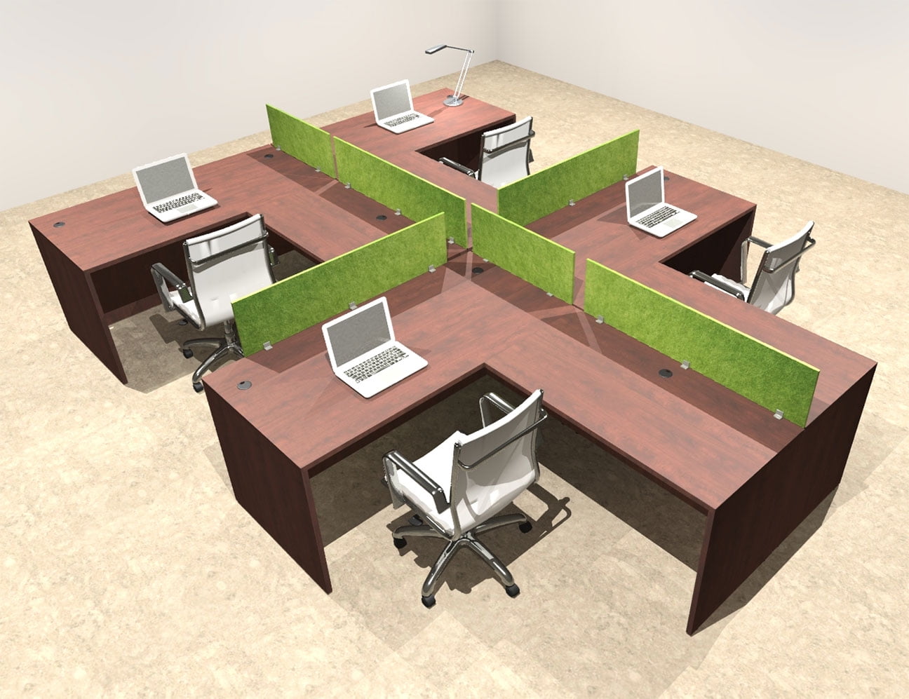 Four Person Modern Accoustic Divider Office Workstation Desk Set, #OT-SUL-SPRA46 - Walmart.com