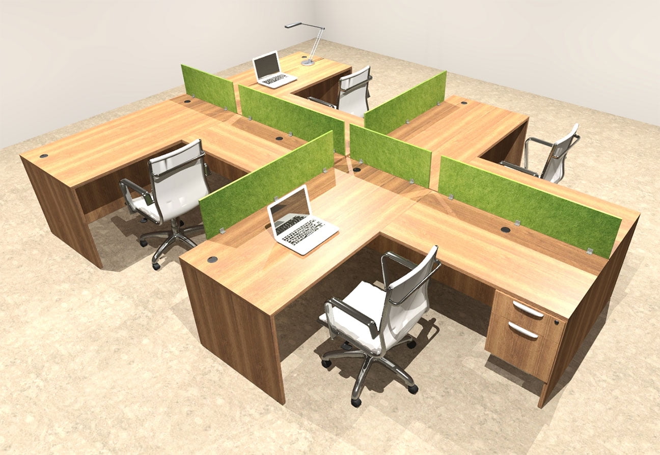 Four Person Modern Accoustic Divider Office Workstation Desk Set, #OT-SUL-SPRA57 - Walmart.com