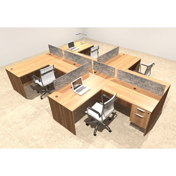 Four Person Modern Accoustic Divider Office Workstation Desk Set, #OT ...