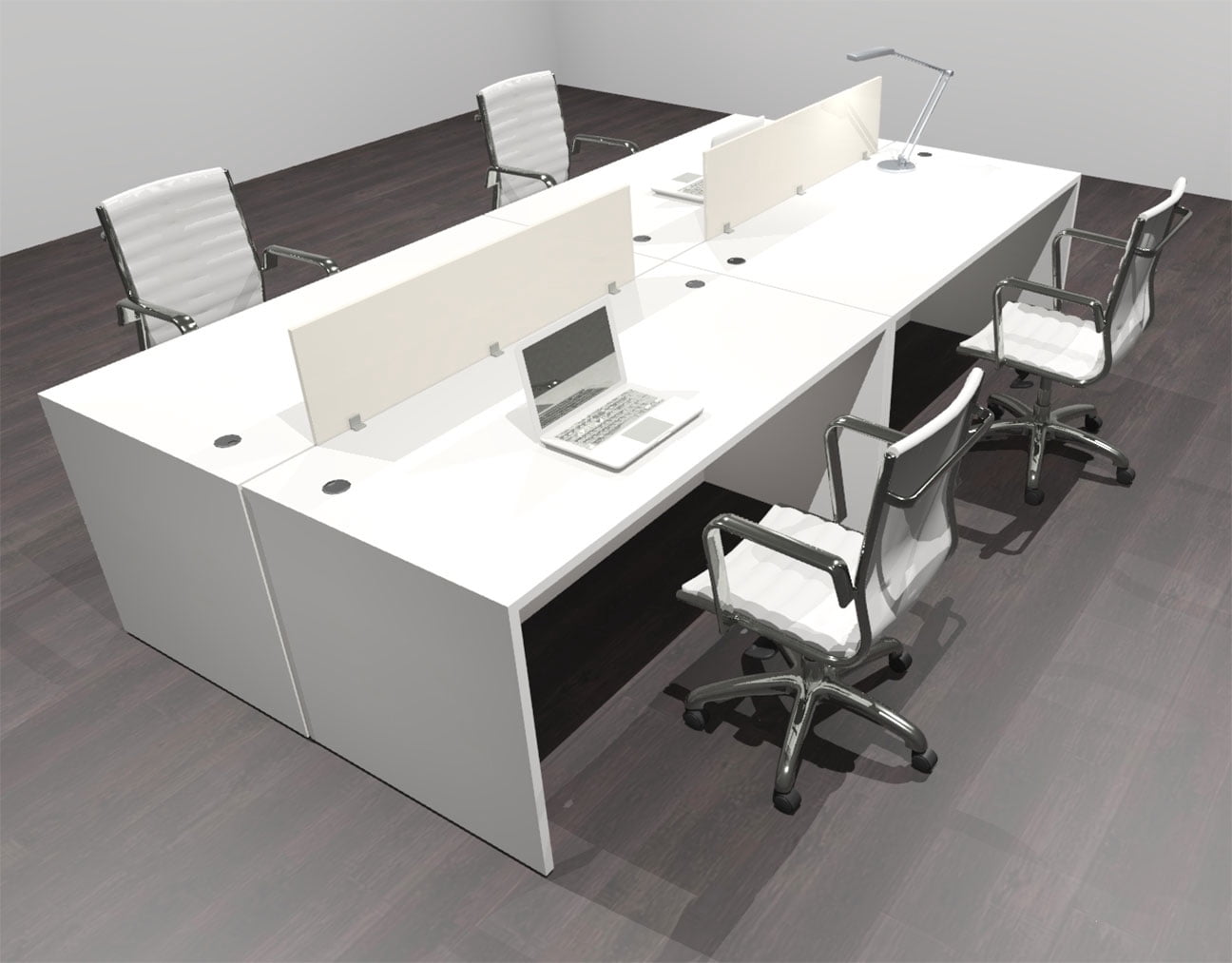 Four Person Modern Acrylic Divider Office Workstation Desk Set, #OT-SUL ...