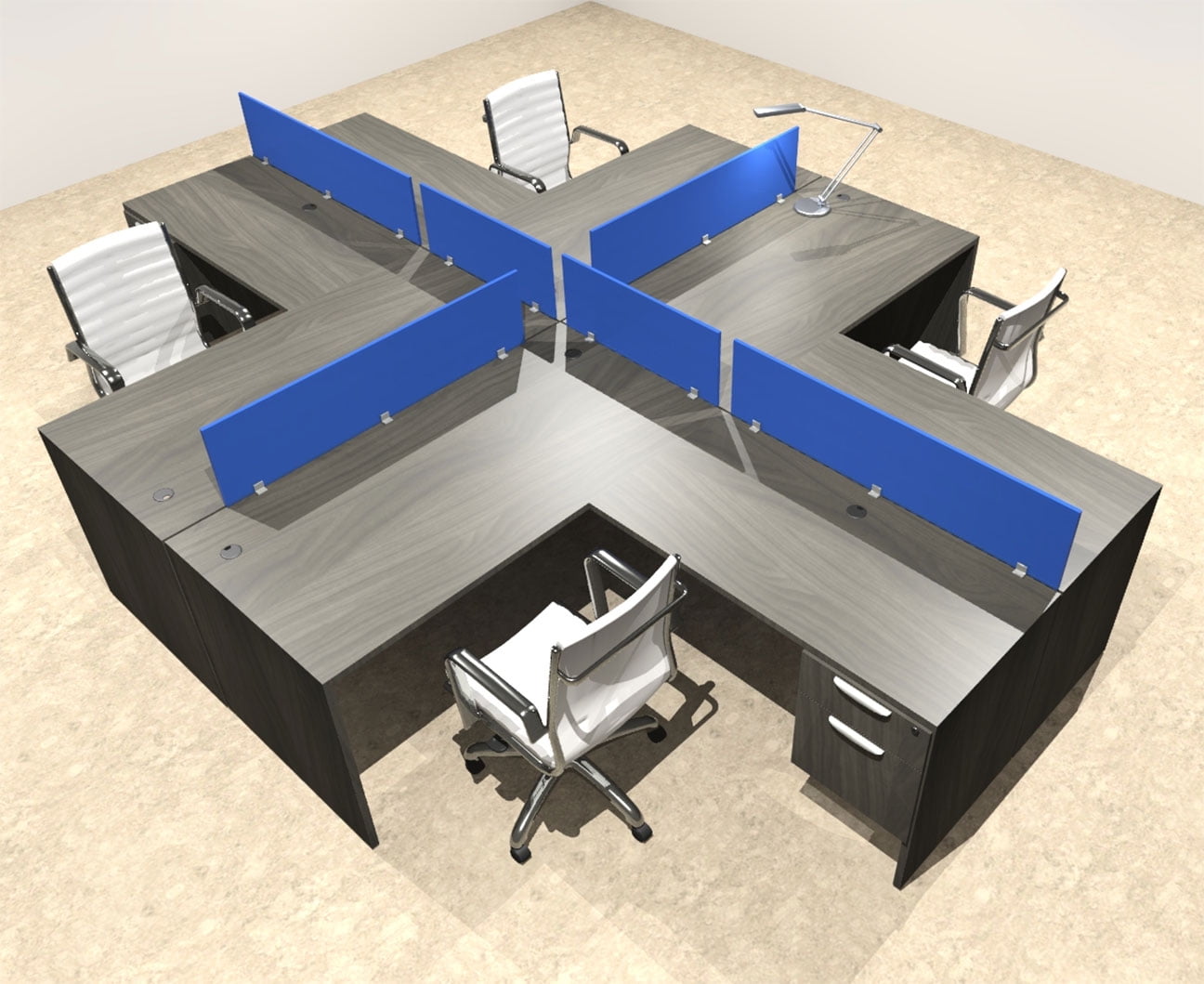 Four Person Modern Divider Office Workstation Desk Set, #OT-SUL-FPB59 ...