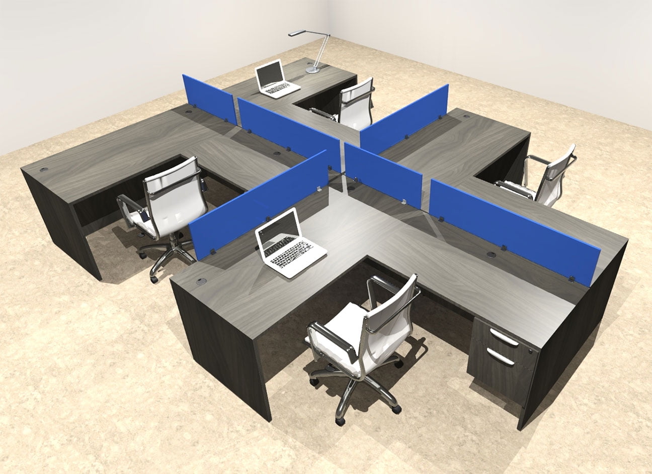 Four Person Modern Divider Office Workstation Desk Set, #OT-SUL-SPB79 ...