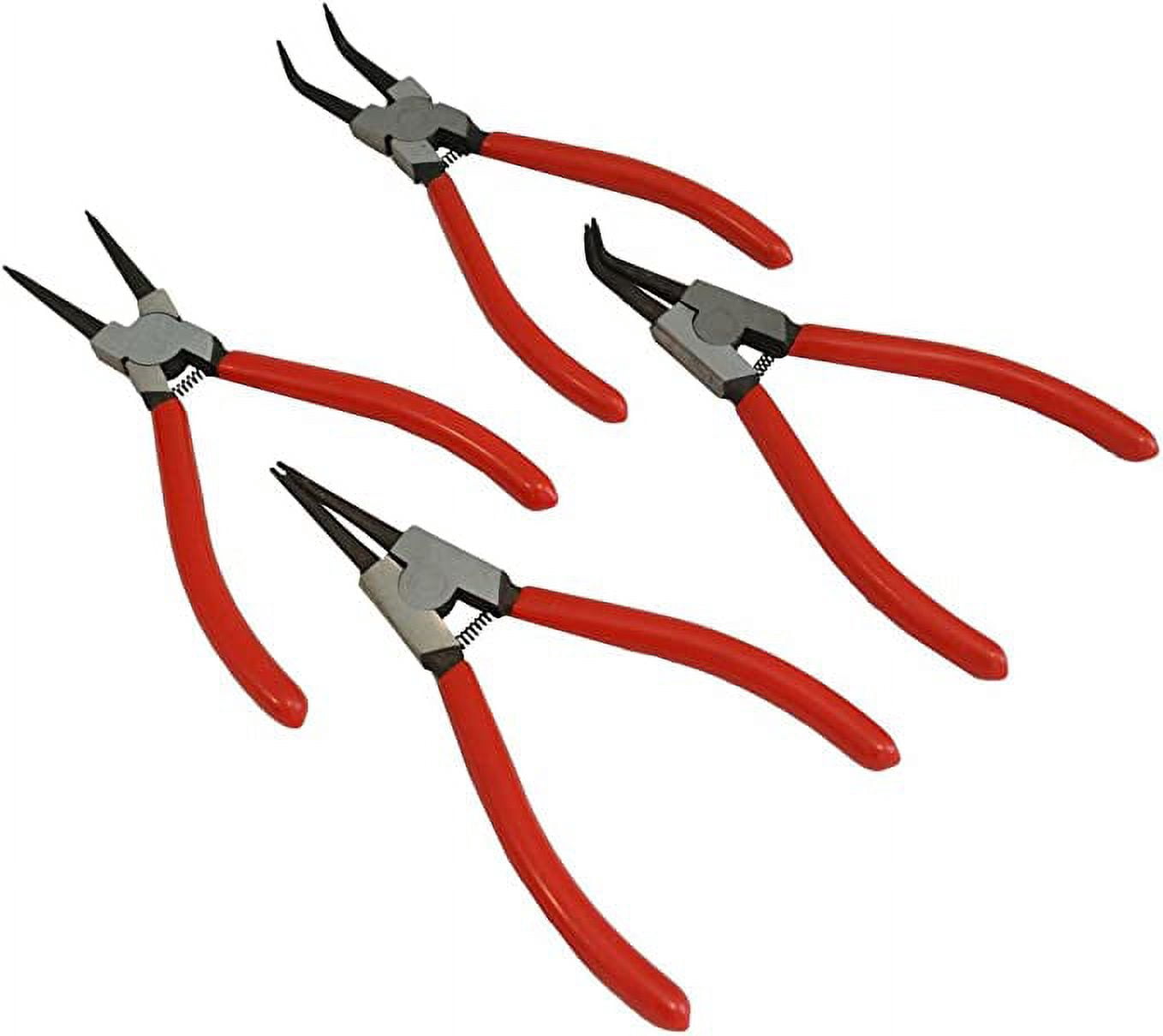 Four Piece Circlip Retainer Ring Plier Set- 4 Snap Ring Pliers for Auto ...