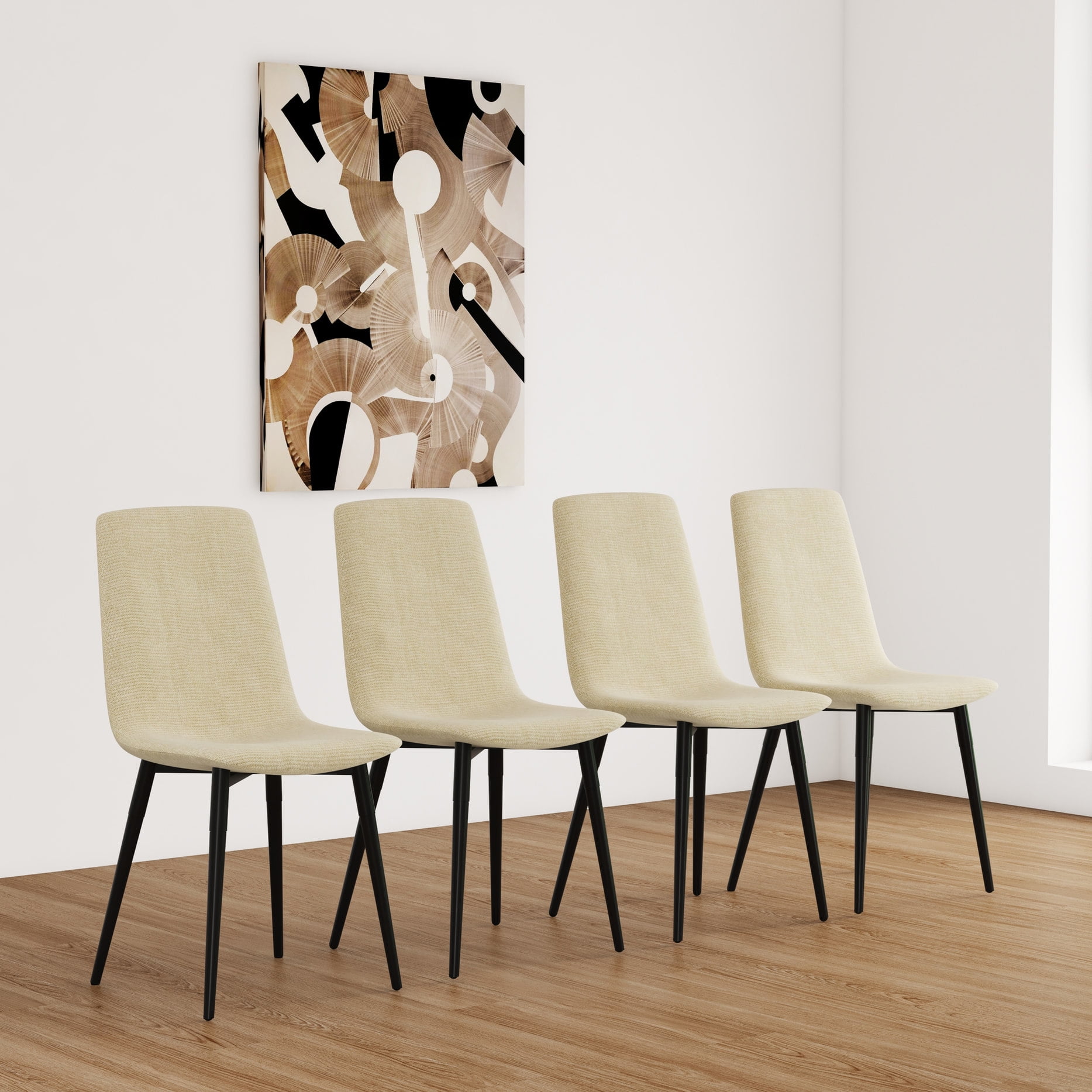 Four - Piece Linen Dining Chairs / Supportive Seating for Kitchen ...