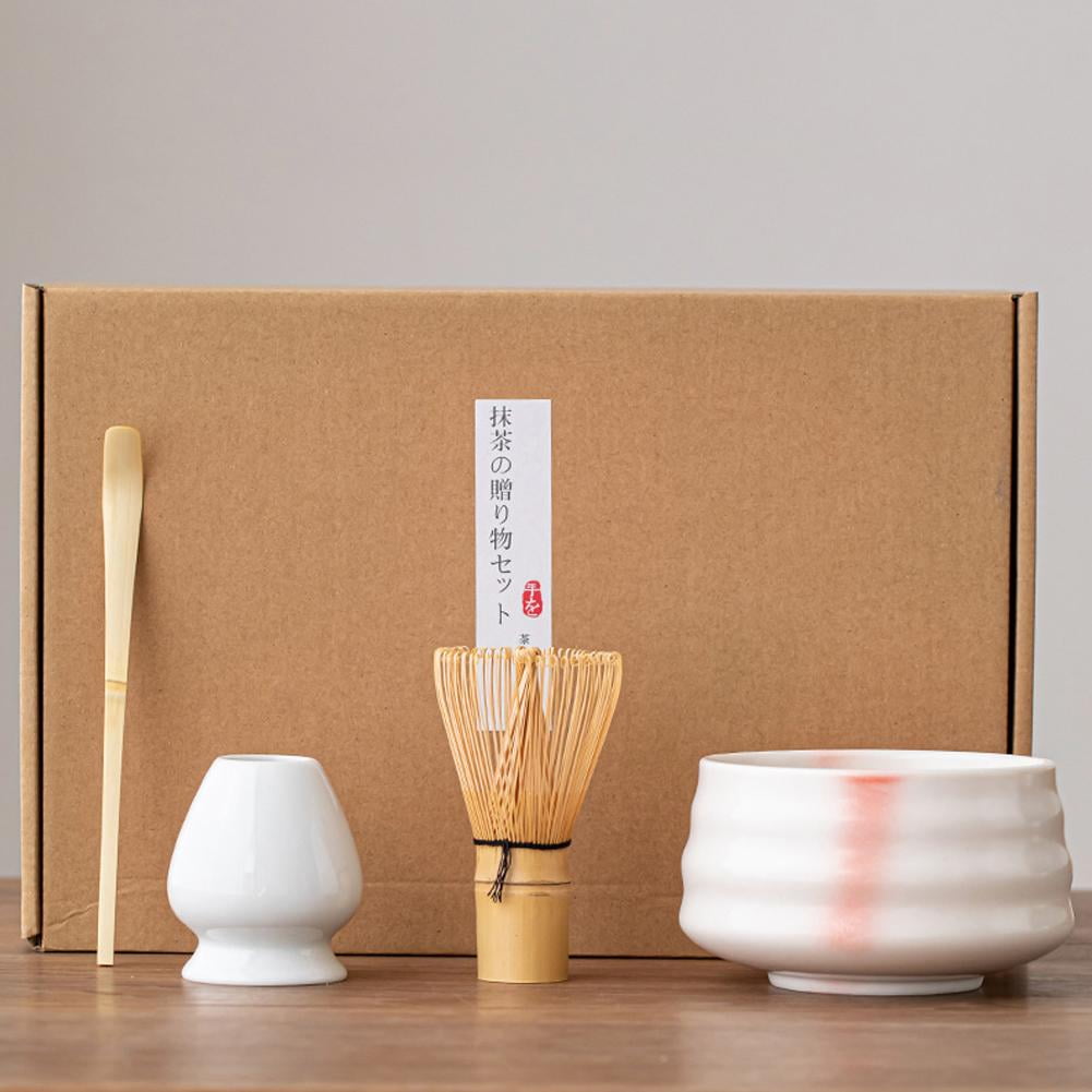Four-Piece Set With Kiln-Changed Powder Tea Bowl (B) $Tea Whisk Matcha ...