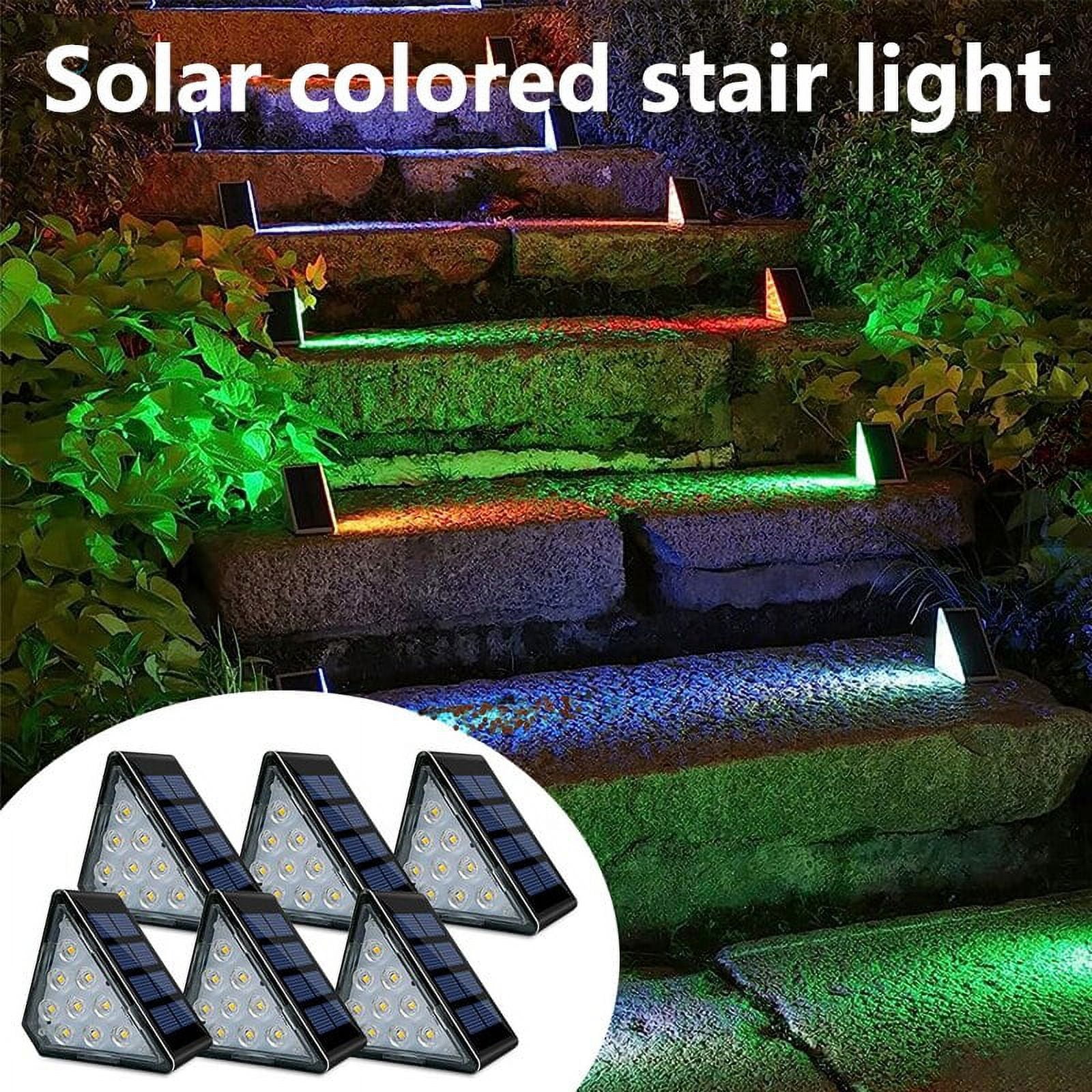 Four Pieces LED RGB Solar Stair Light Waterproof Outdoor Garden Passage ...