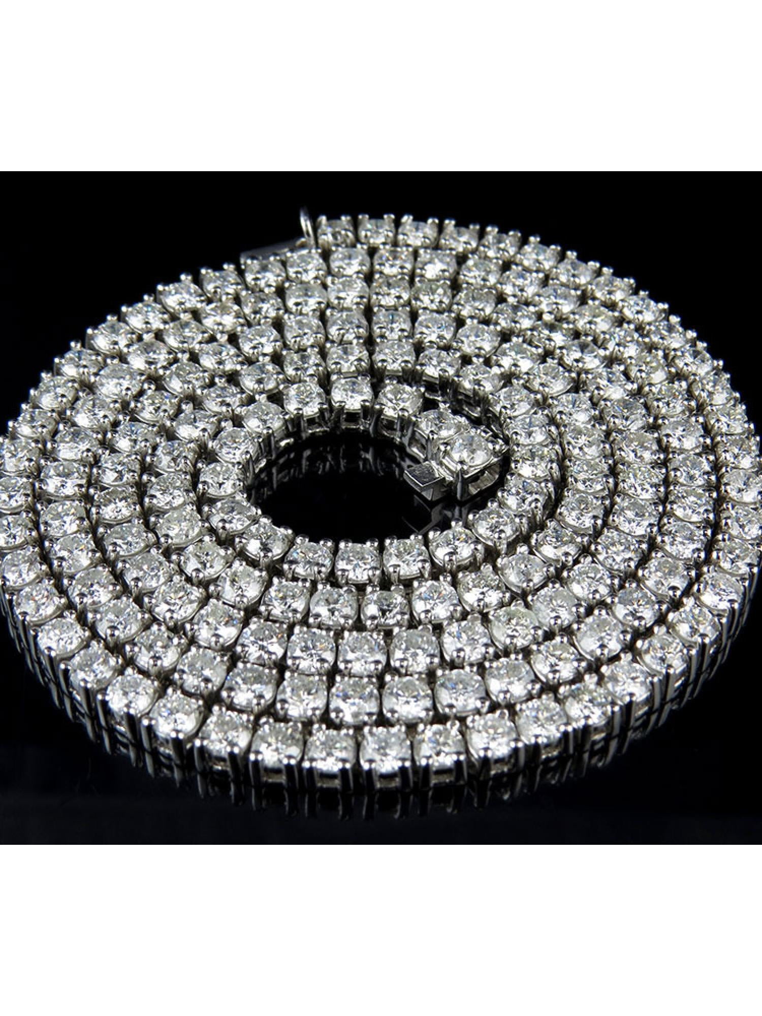 Four Prong Set 1 Row Genuine Diamond Chain 14k White Gold 36.5ct 27 ...