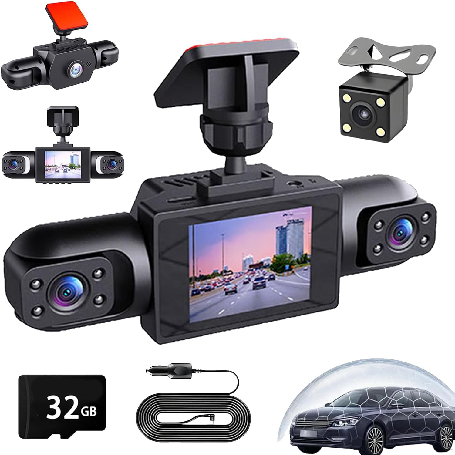 Four-Record Monitoring Driving Recorder, Full View Car Dashcam System ...