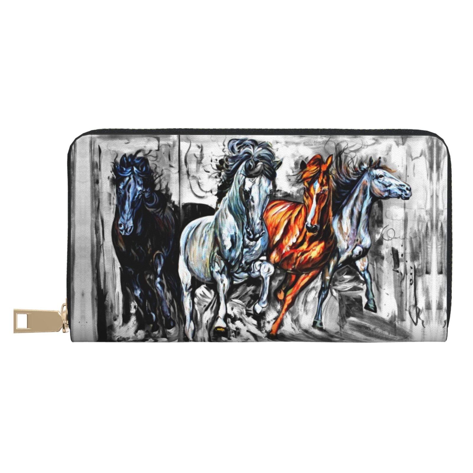 Four Running Horses Wallet Women, Leather Bifold Multi Card Wallet ...