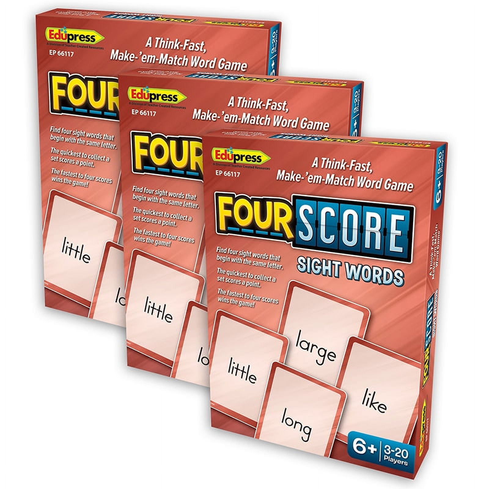 Four Score Card Game: Sight Words, Pack of 3 - Walmart.com