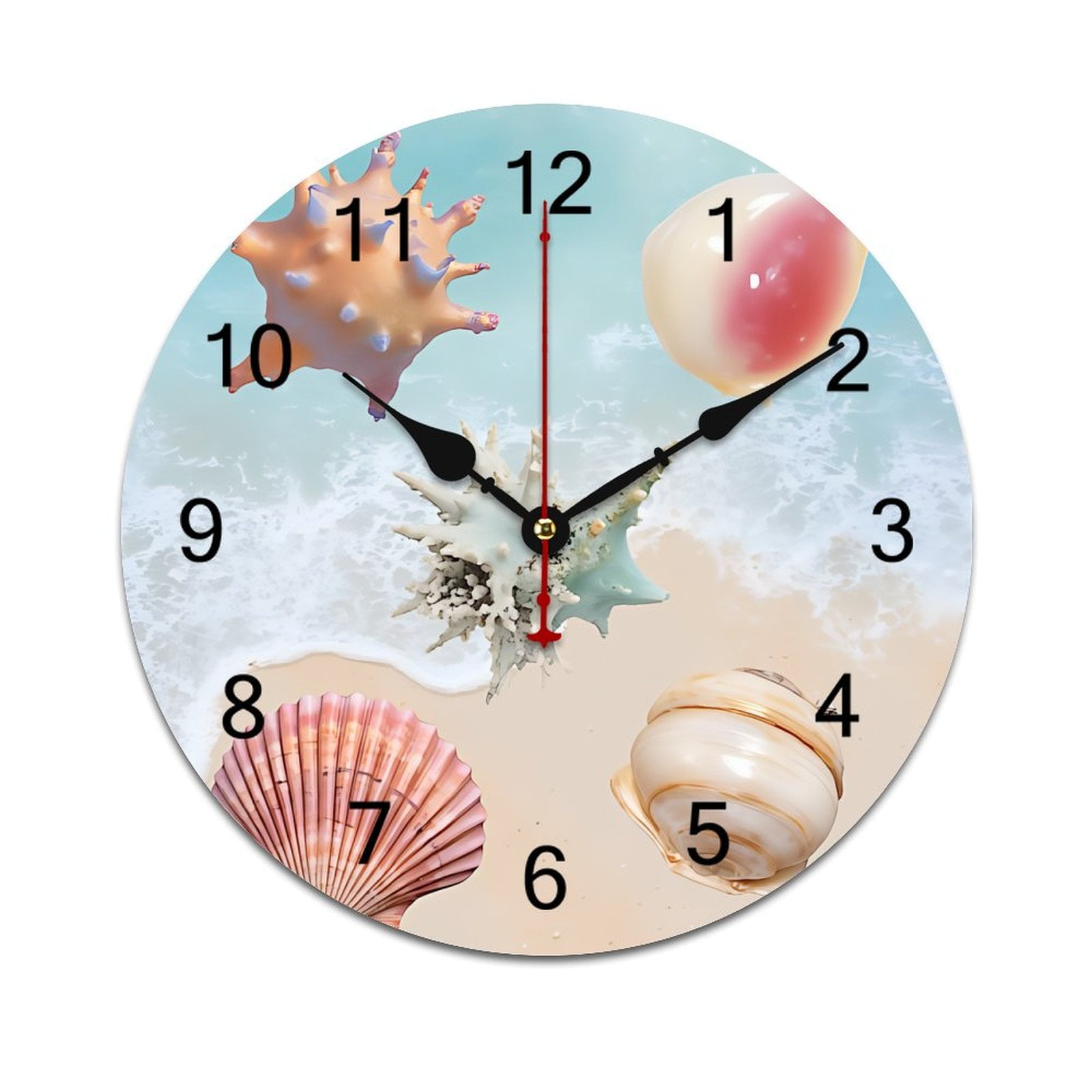 Four Seashells on A Beach with A Turquoise Background_01 Printed Silent ...