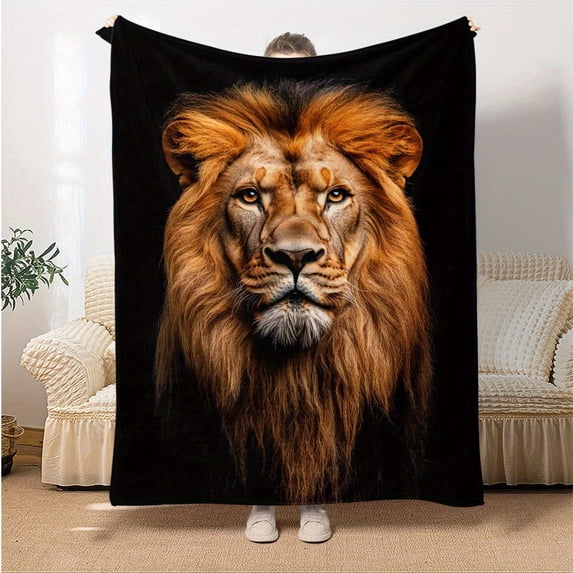 Four Season Blankets 1P Lion HD Printed Thin Blanket Four Season Soft ...