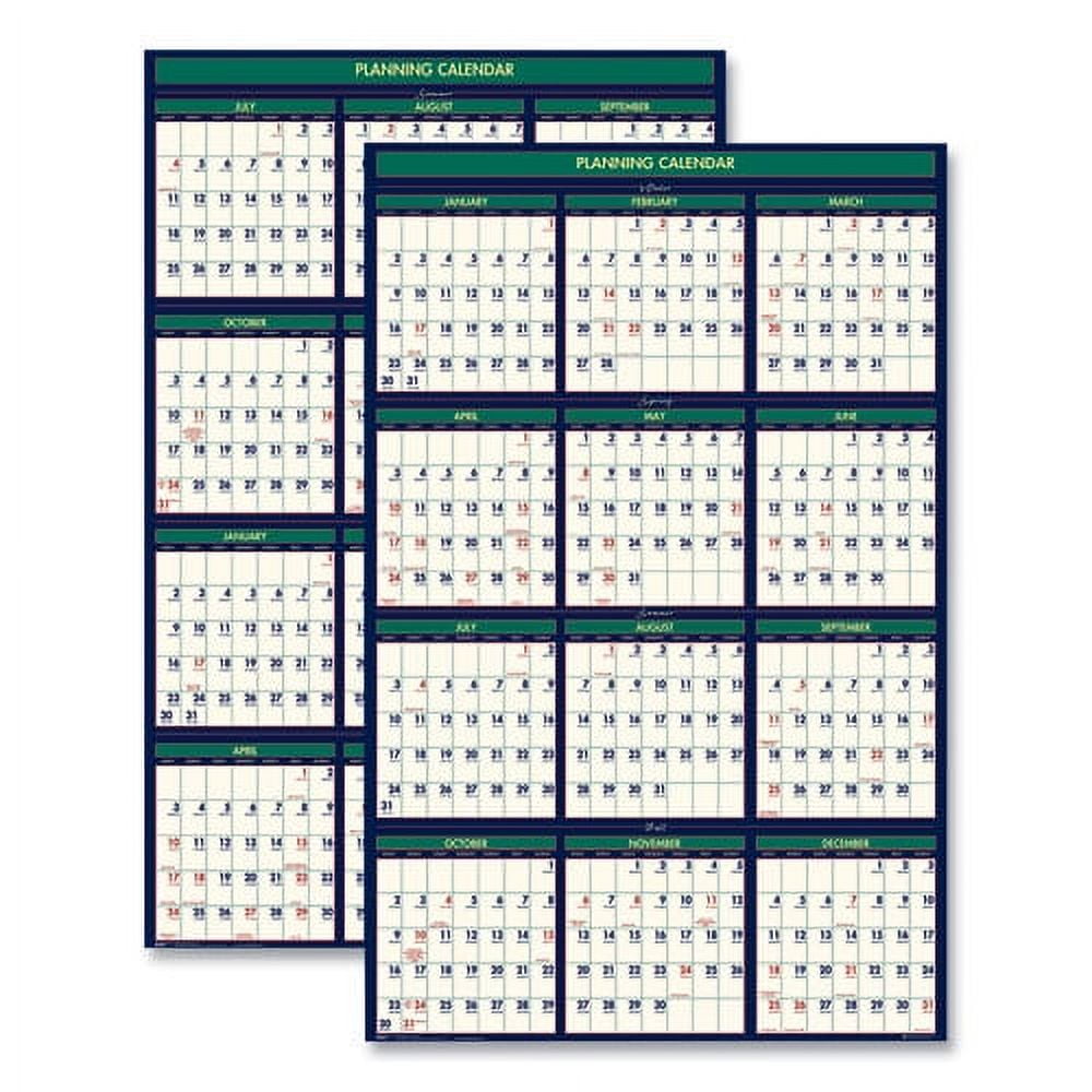 Four Season Erasable Business/Academic Recycled Wall Calendar, 24 x 37 ...
