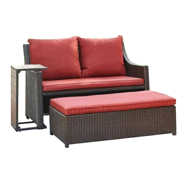 Open Box Four Seasons Courtyard All Weather 3 Piece Patio Seating Set Red