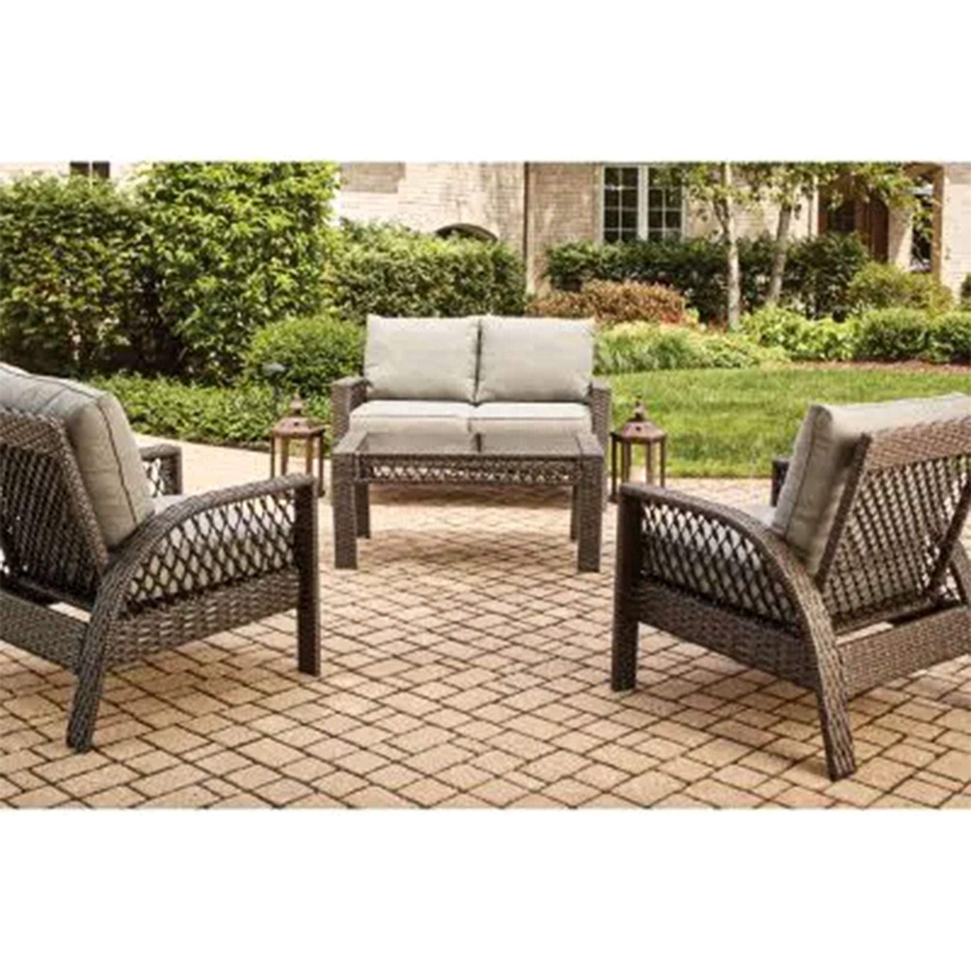 Four Seasons Courtyard Coral Bay 4 Piece Deep Seating Set with Patio ...