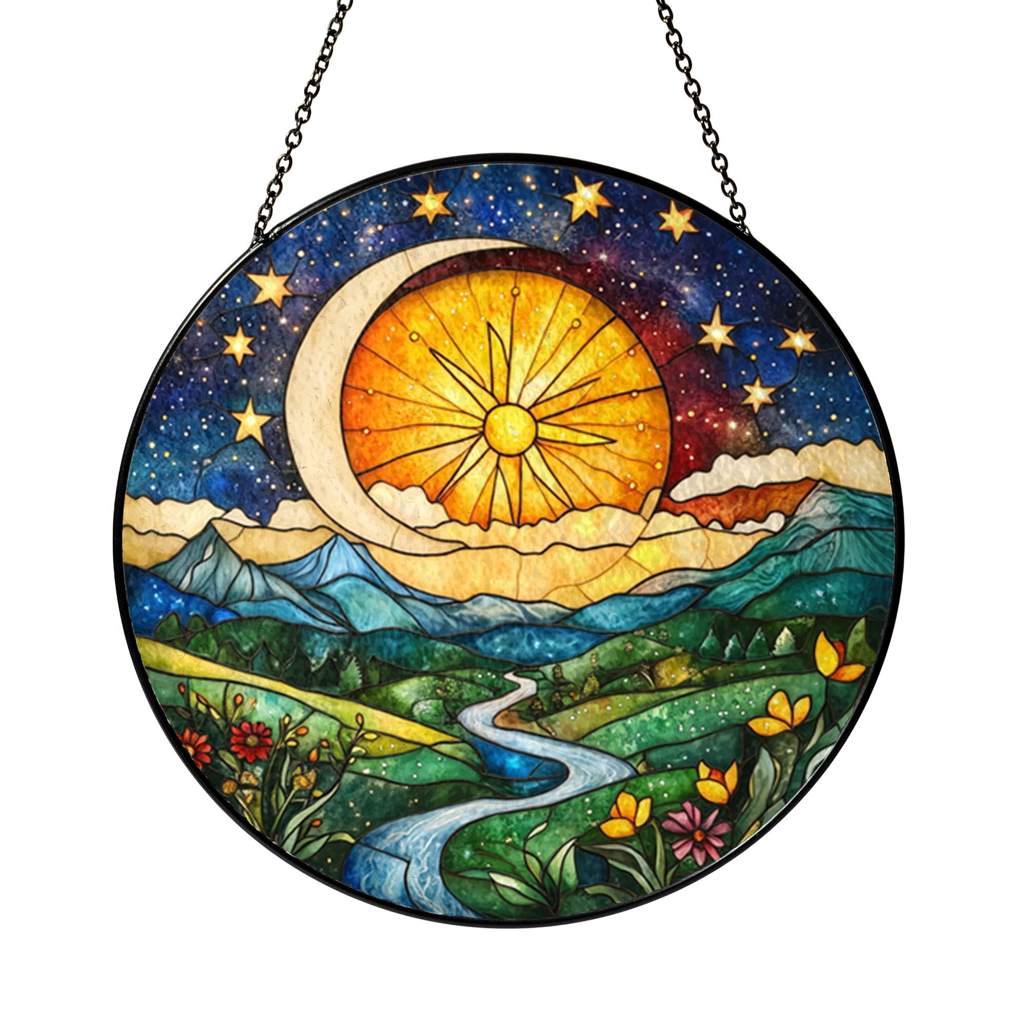 Four Seasons Landscape Window Suncatcher – Decorative Stained Glass ...