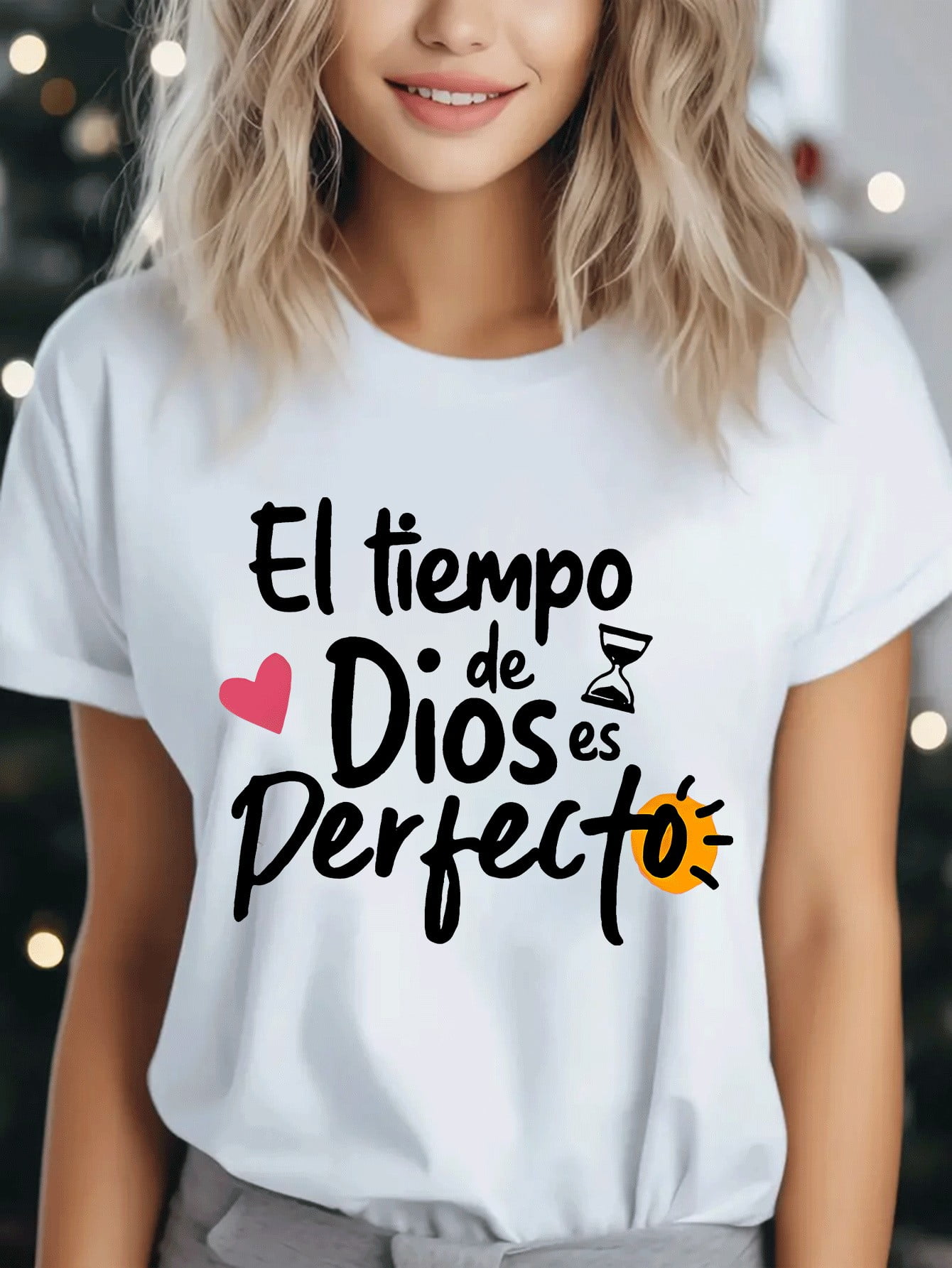 Four Seasons Round Neck T-Shirt - Ladies' Casual Dio Letter Printed ...