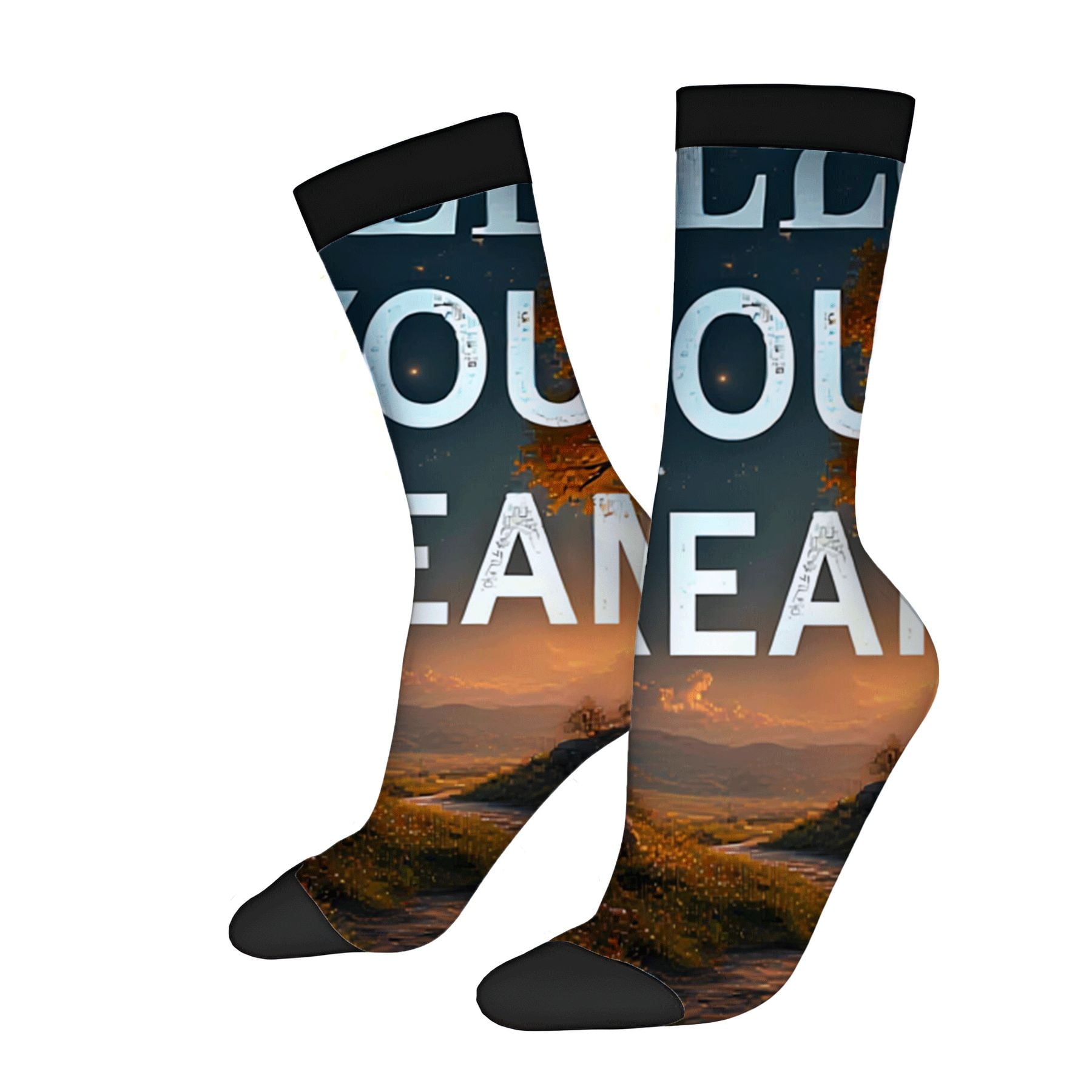 Four Seasons Scenic Socks - 2 Pairs of Unisex Trendy Socks with Sunset ...