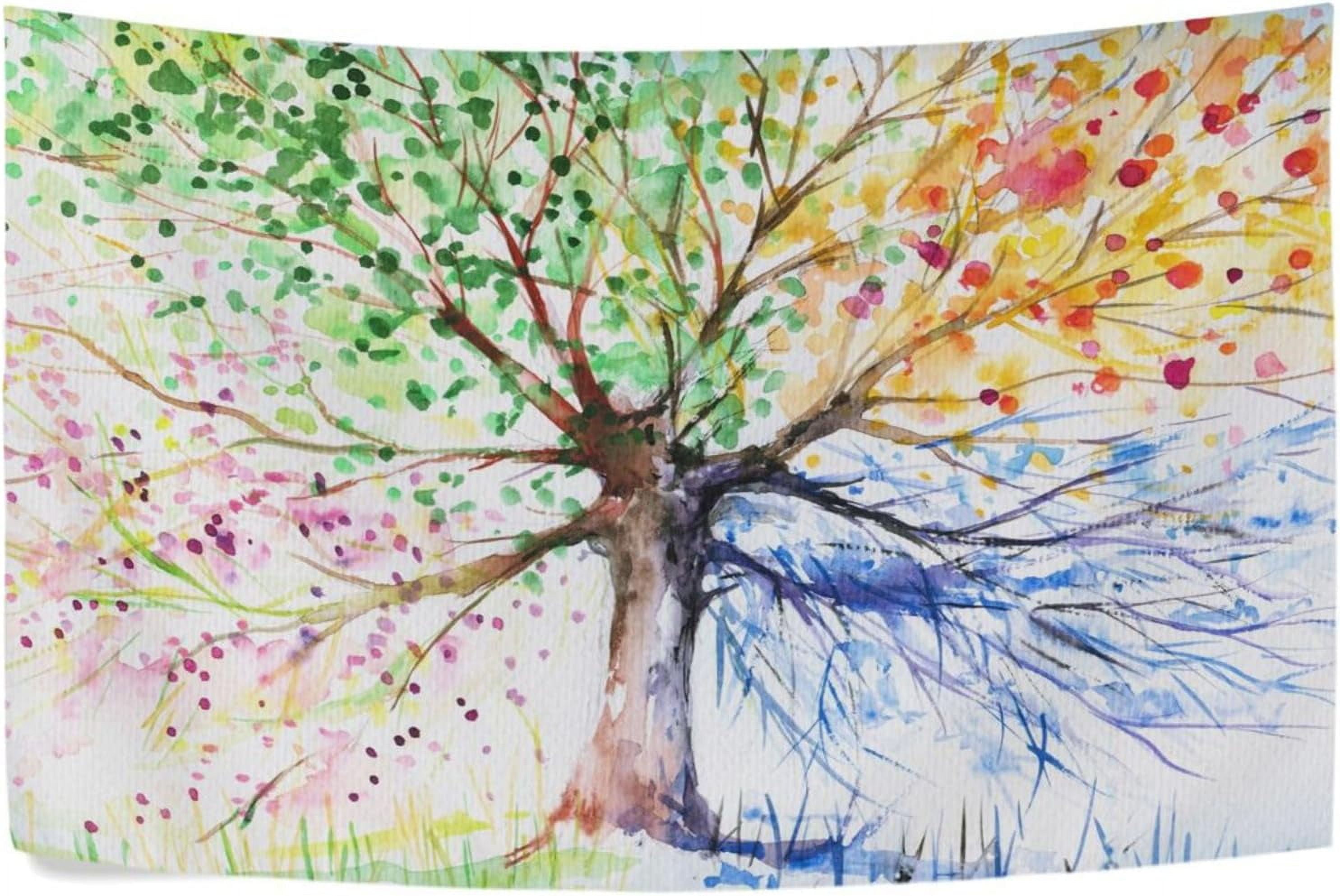 Four Seasons Tree Tapestry Wall Hanging Tapestries Happy Colorful ...